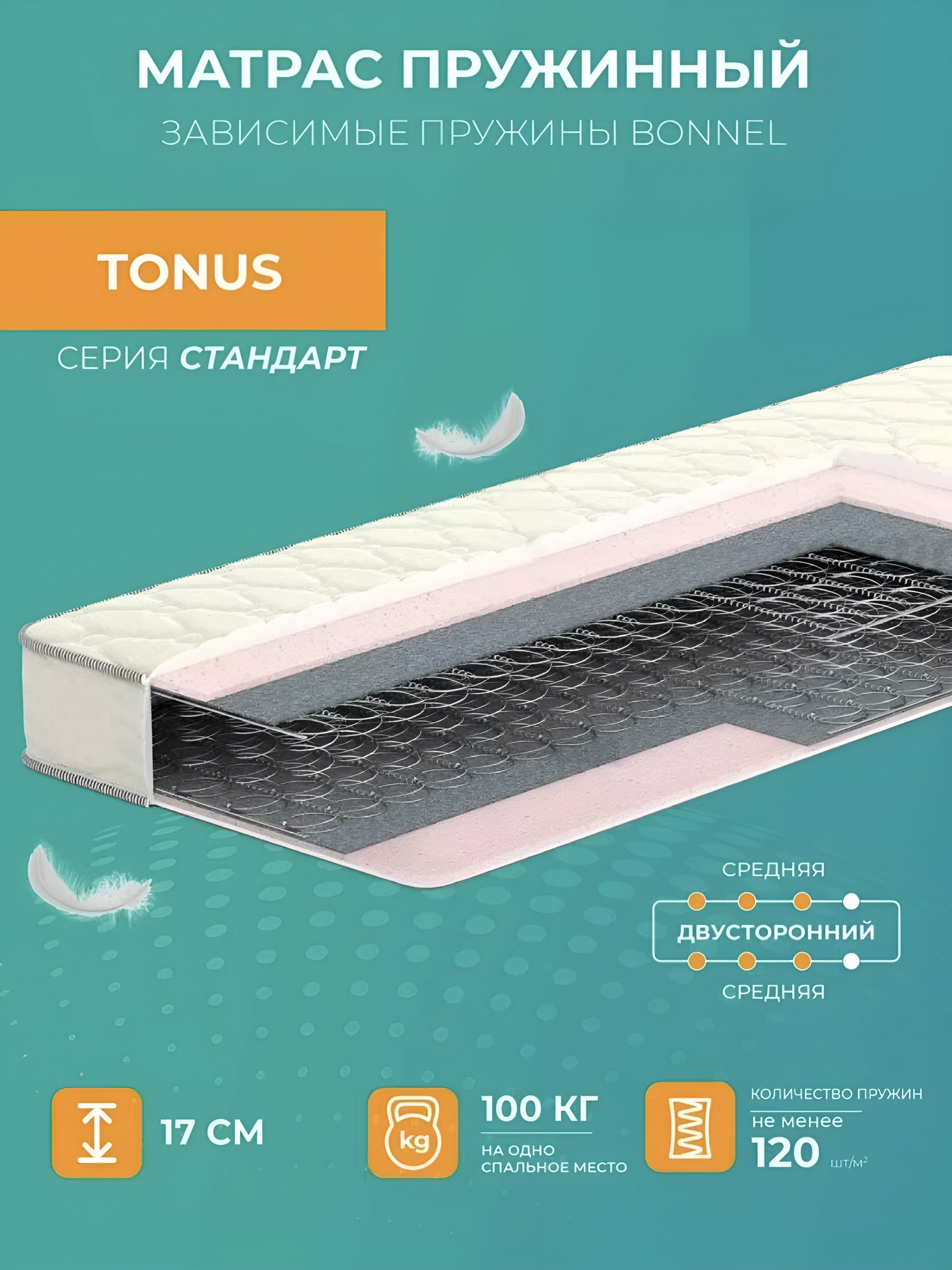 Матрас Аккорд Tonus 200х200 пружинный жаккард