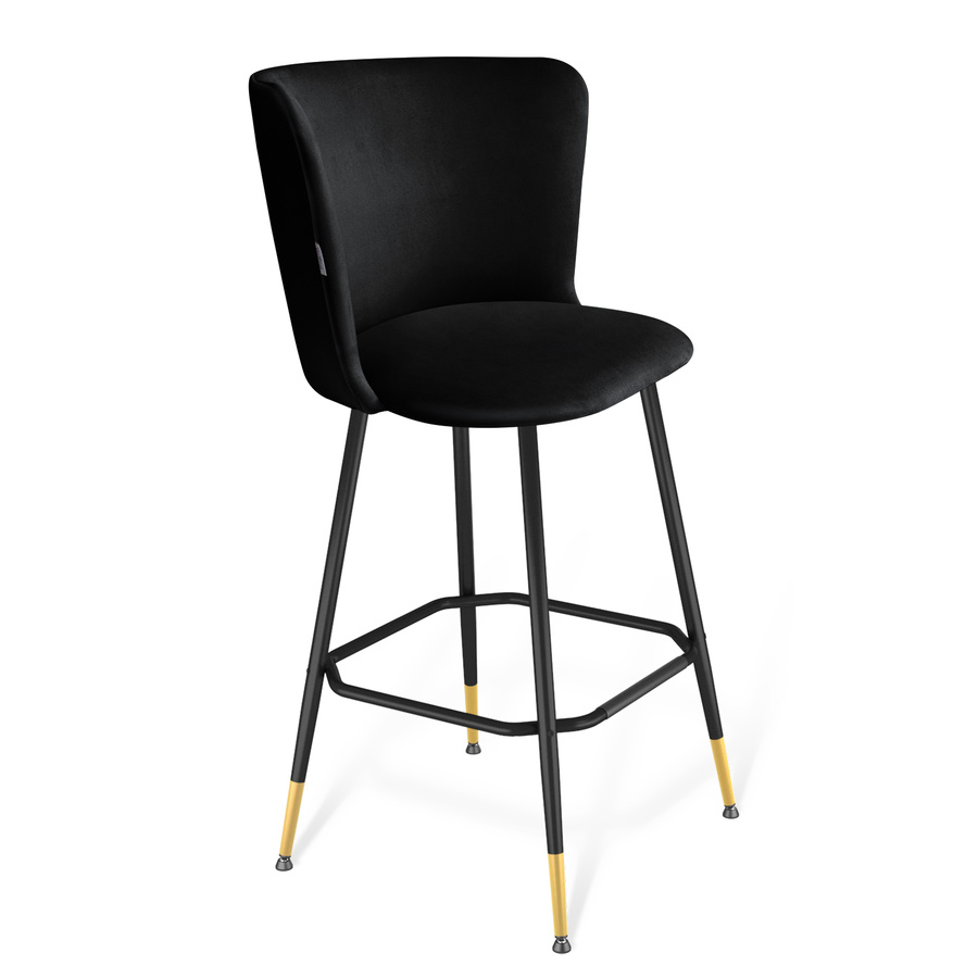 Барный стул Sheffilton 211182, черный муар/черный муар/золото/ночное затмение