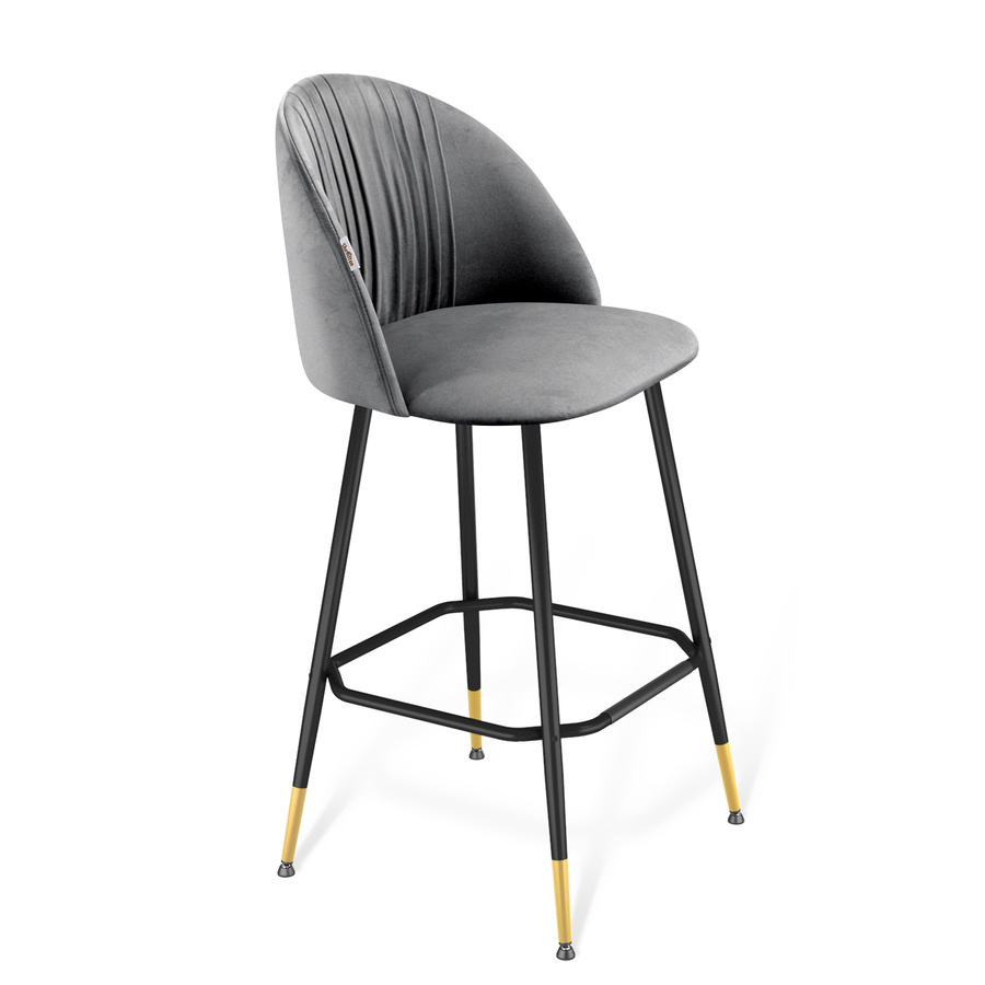 Барный стул Sheffilton 211189, черный муар/черный муар/золото/угольно-серый