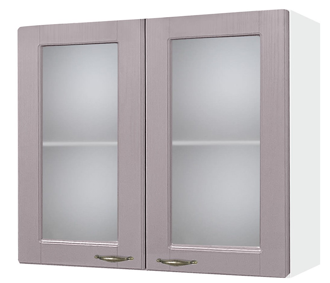 Кухонный навесной шкаф Нева 80 см. со стеклом МДФ Лаванда (ВС 800)