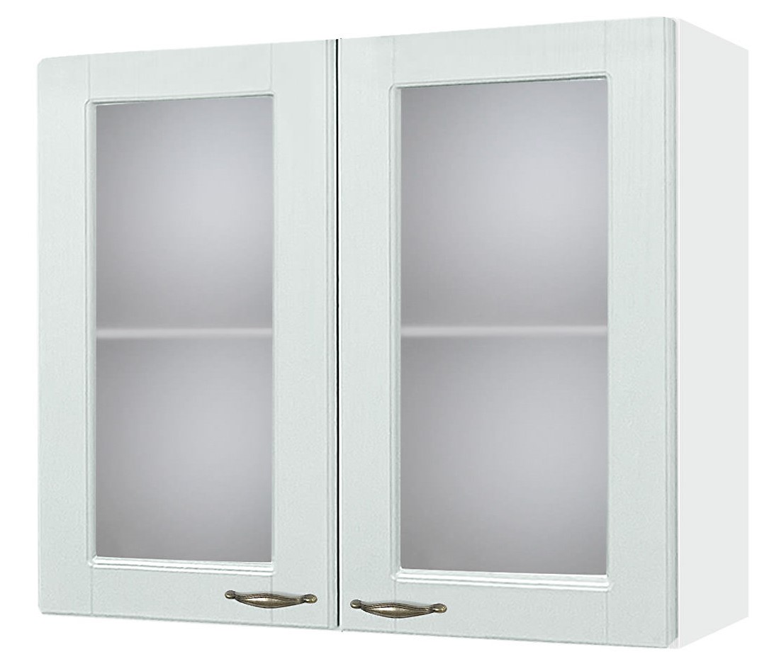 Кухонный навесной шкаф Нева 80 см. со стеклом МДФ Мята (ВС 800)