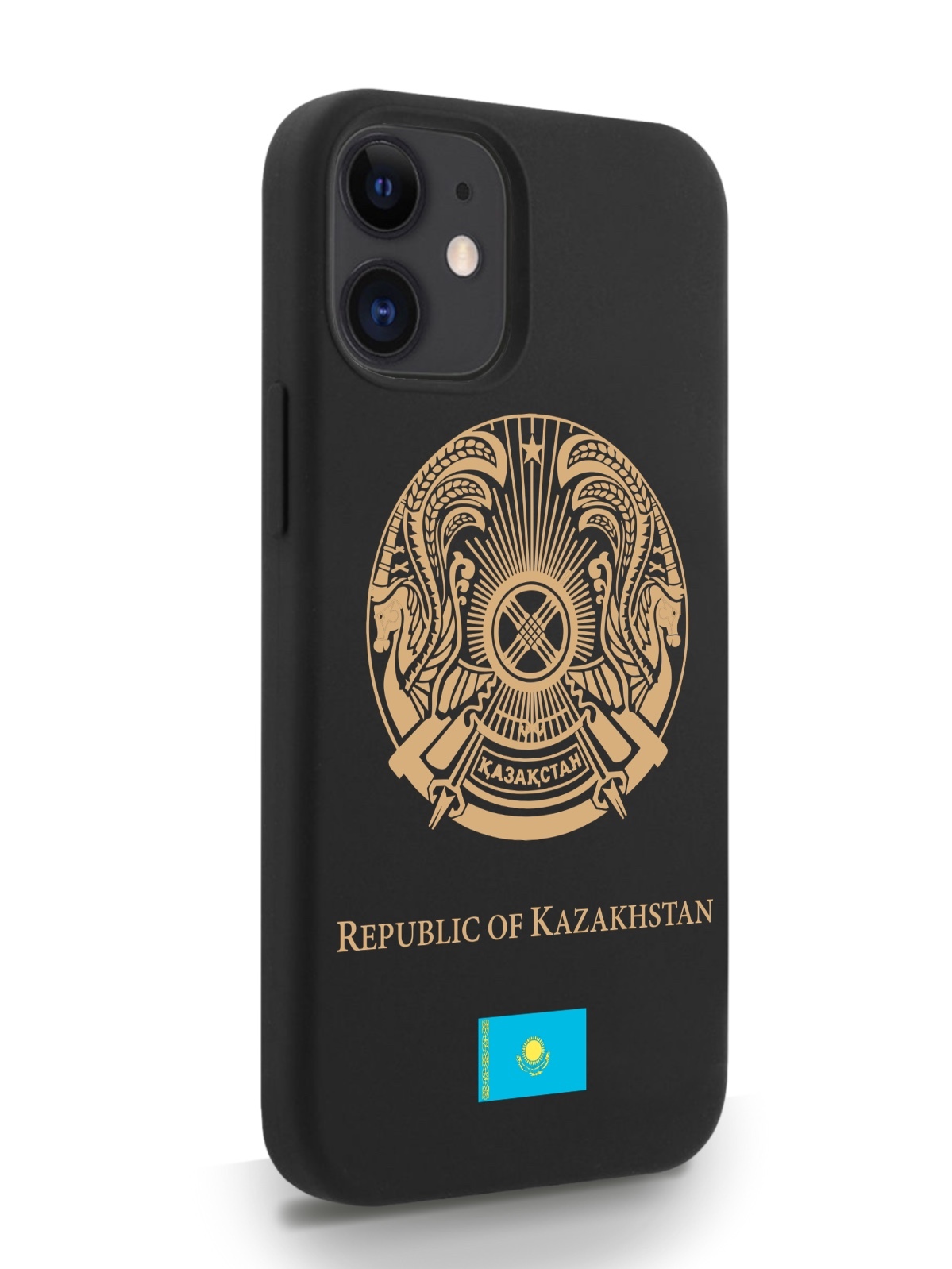 Черный SignumCase для iPhone 12 Mini Золотой Герб Казахстана черный