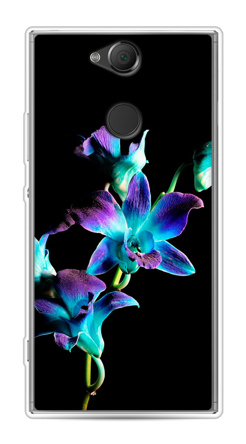 Чехол Awog на Sony Xperia XA2 "Синий цветок на черном"