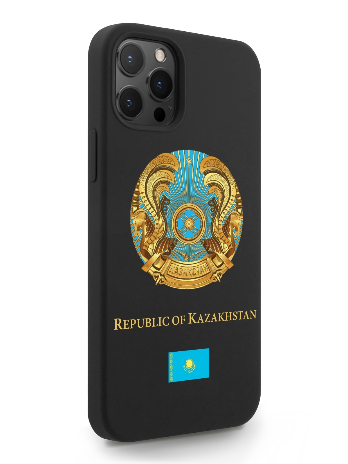 Черный SignumCase для iPhone 12 Pro Max Герб Казахстана черный