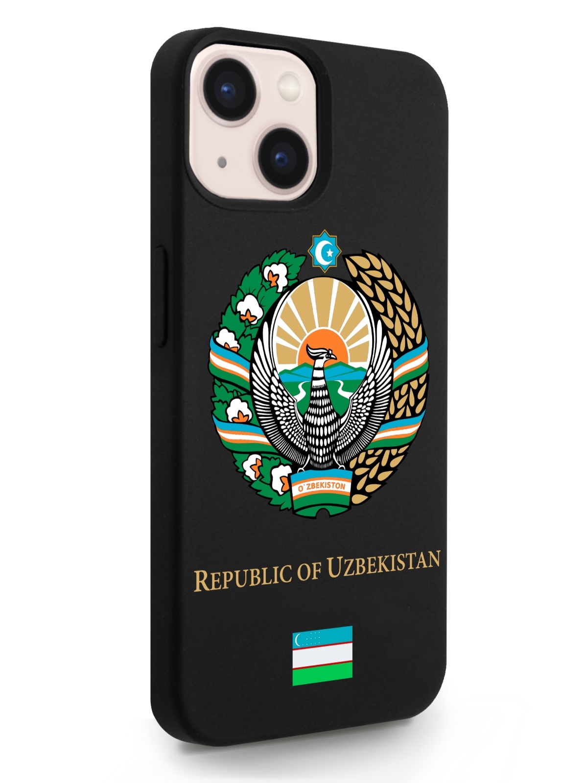 Черный SignumCase для iPhone 13 Герб Узбекистана черный