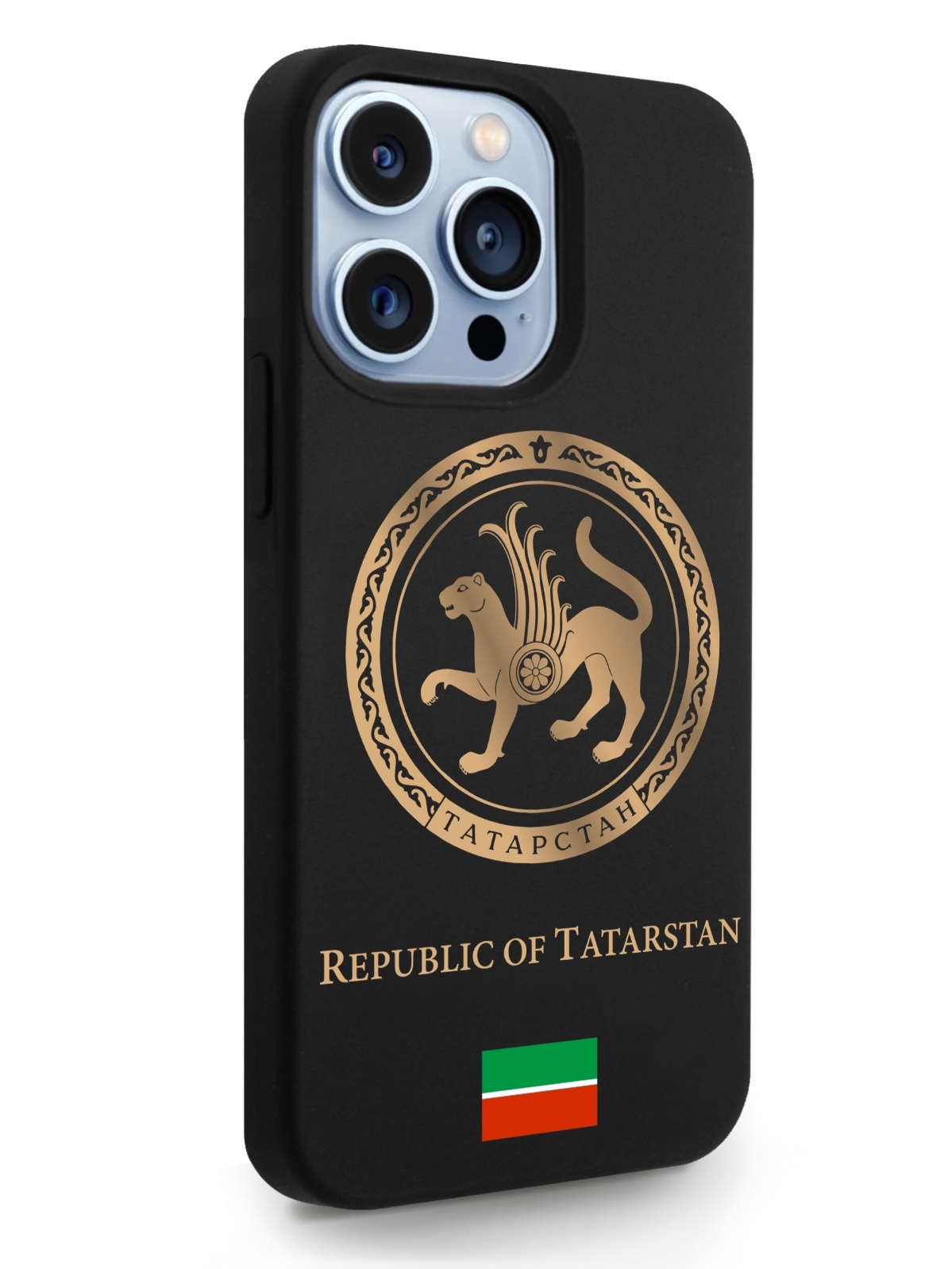 Черный SignumCase для iPhone 13 Pro Золотой Герб Татарстана черный