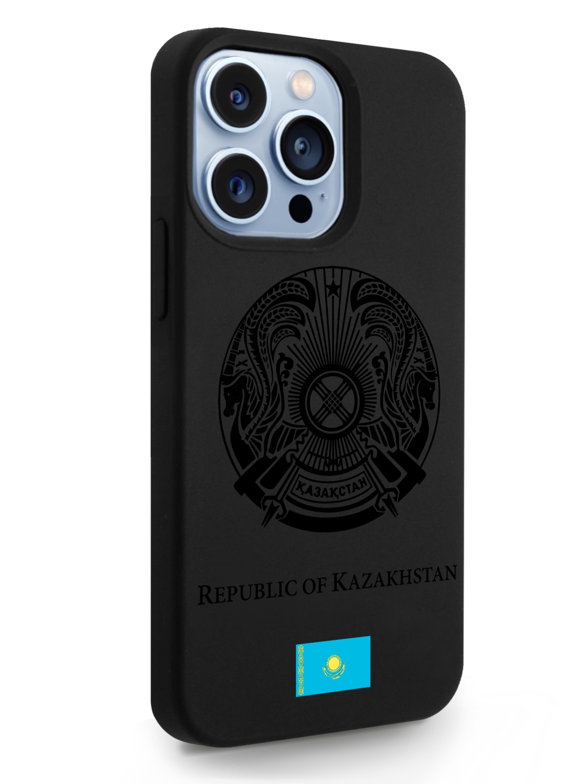 Черный SignumCase для iPhone 13 Pro Черный лаковый Герб Казахстана черный