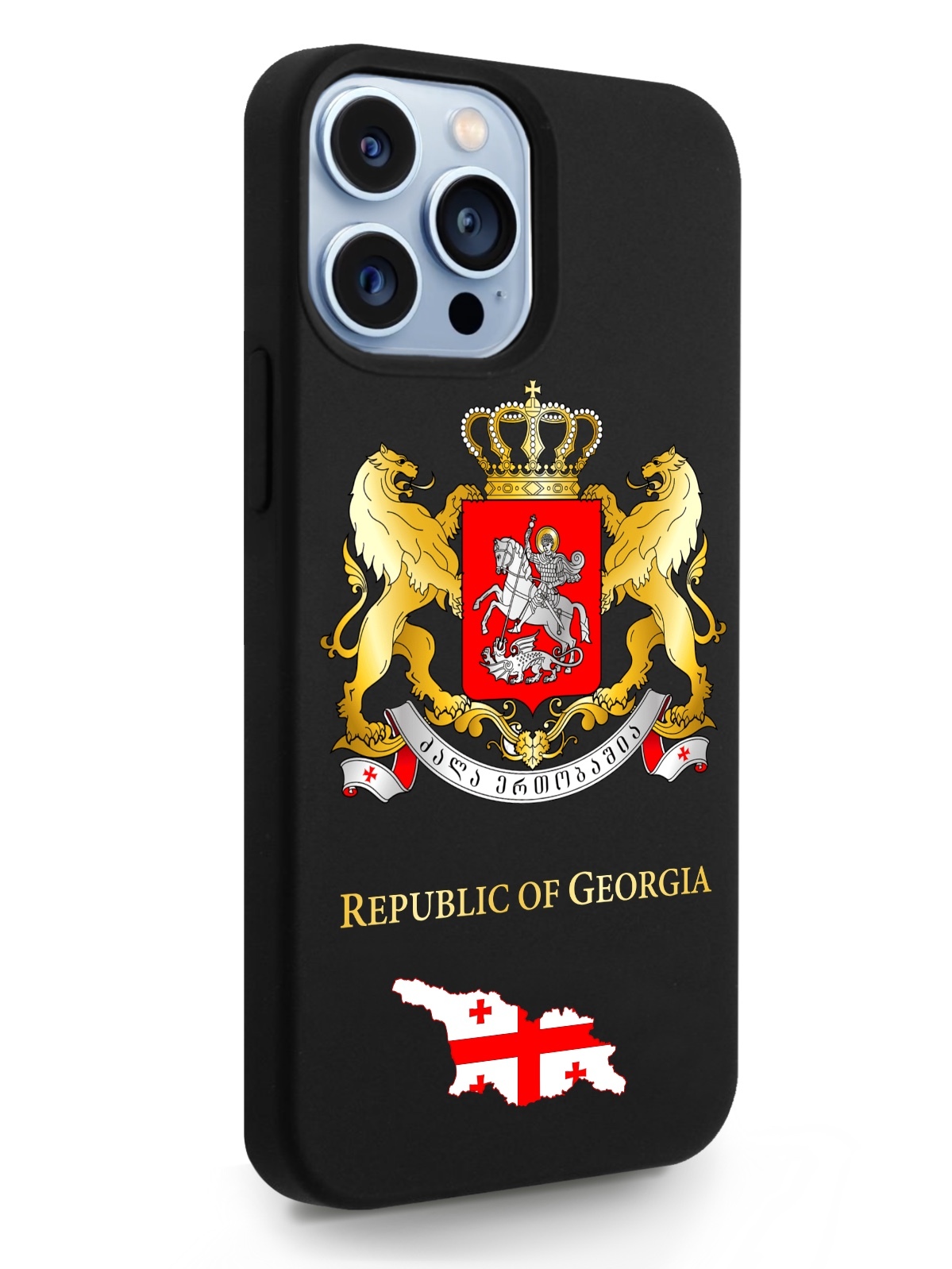 Черный SignumCase для iPhone 13 Pro Max Герб Грузии черный