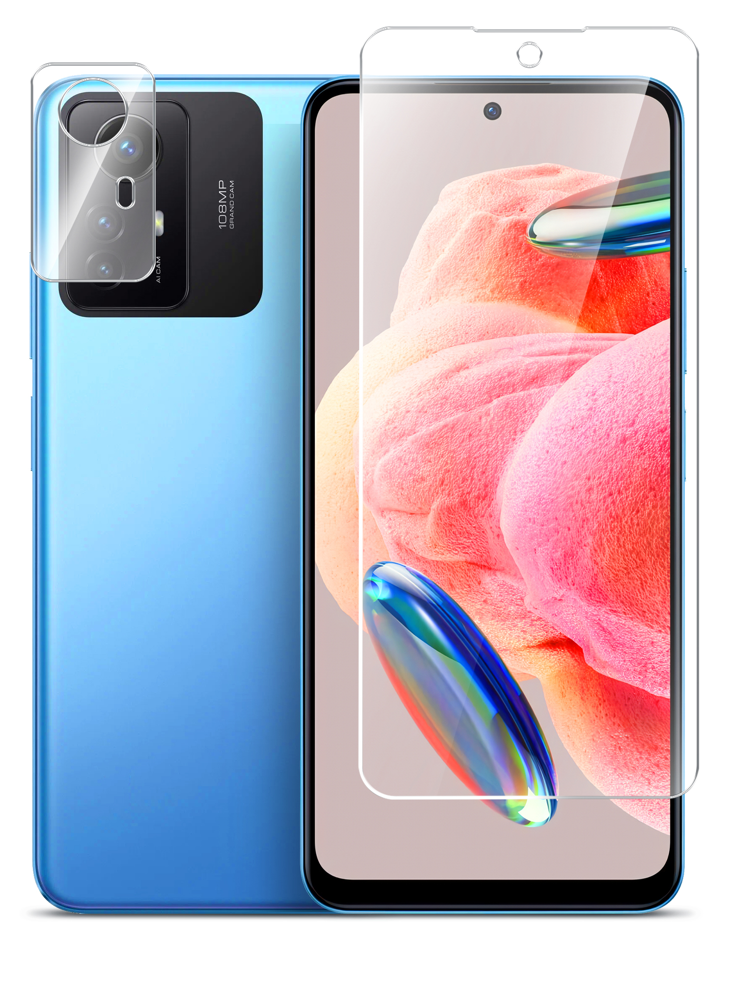 Гибридное защитное стекло Brozo на экран и камеру Xiaomi Redmi Note 12S