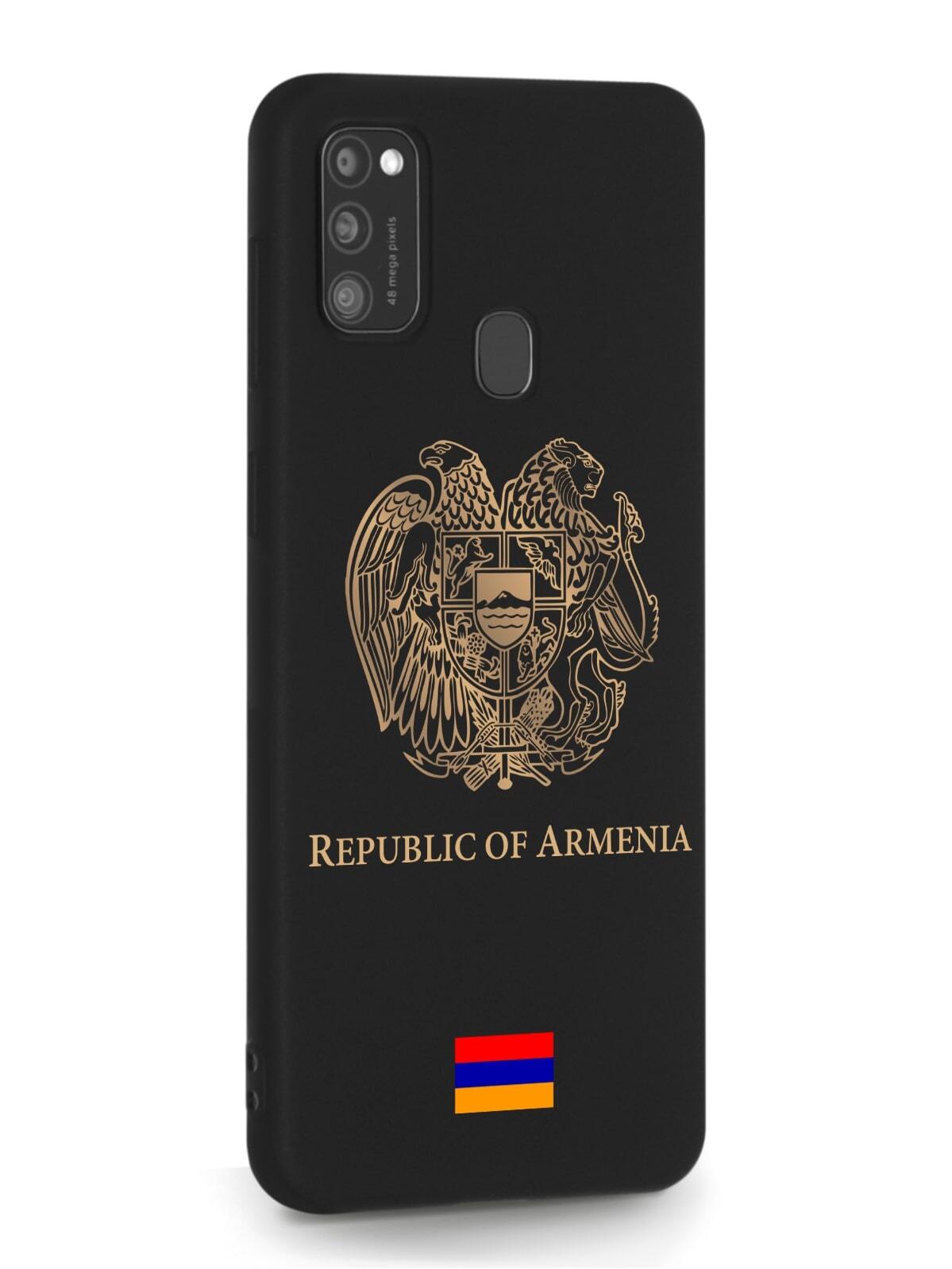 Чехол SignumCase для Samsung Galaxy M21 Золотой Герб Армении черный