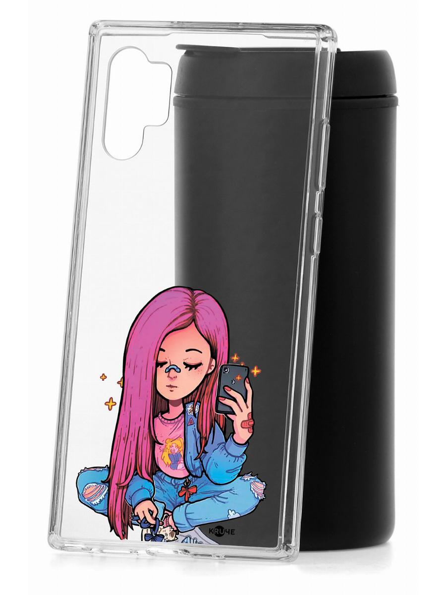 Чехол на Samsung Galaxy Note 10 Plus Kruche Print Pink Hair,противоударный бампер