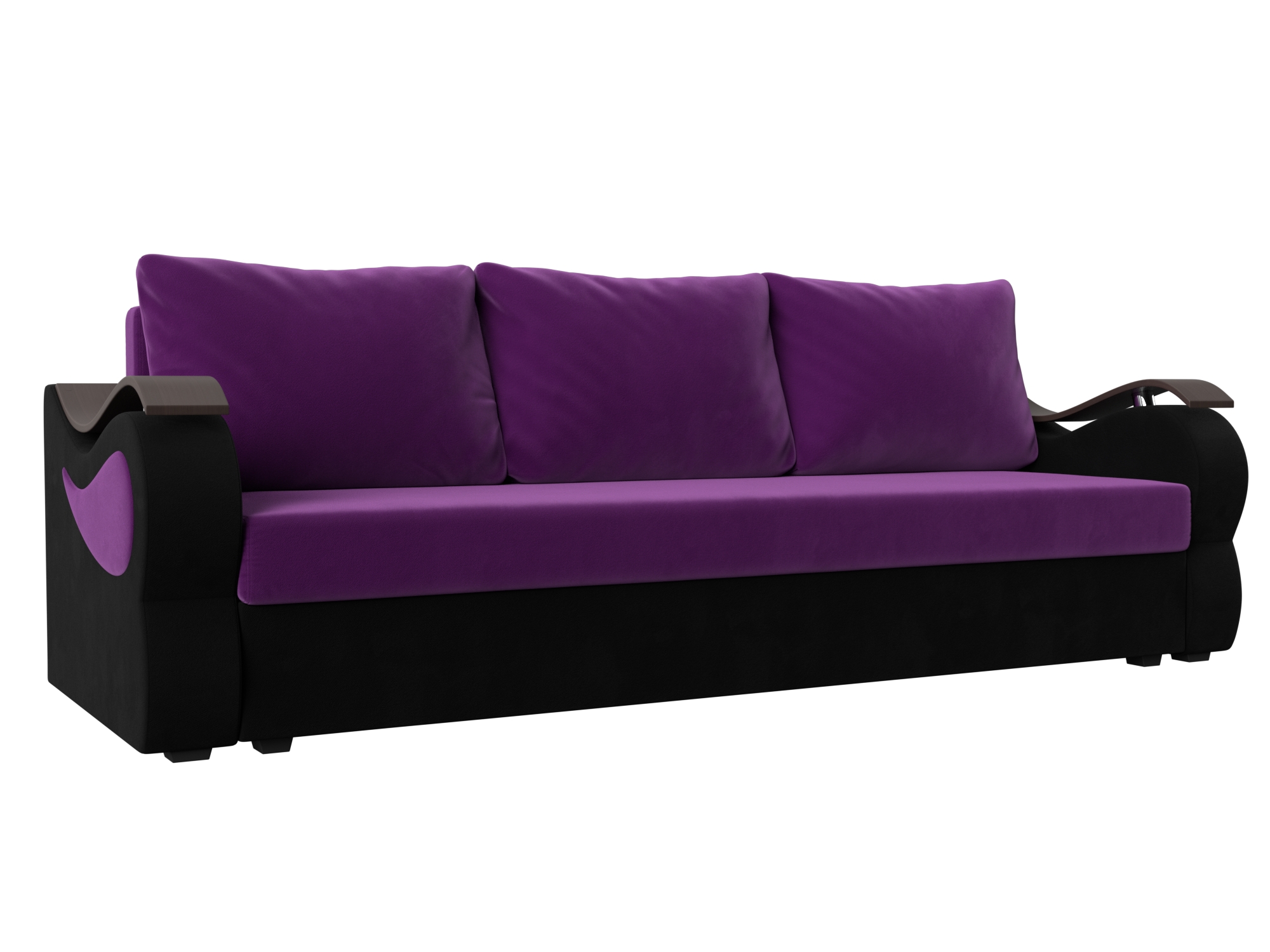 Прямой диван Меркурий Лайт микровельвет фиолетовый/черный
