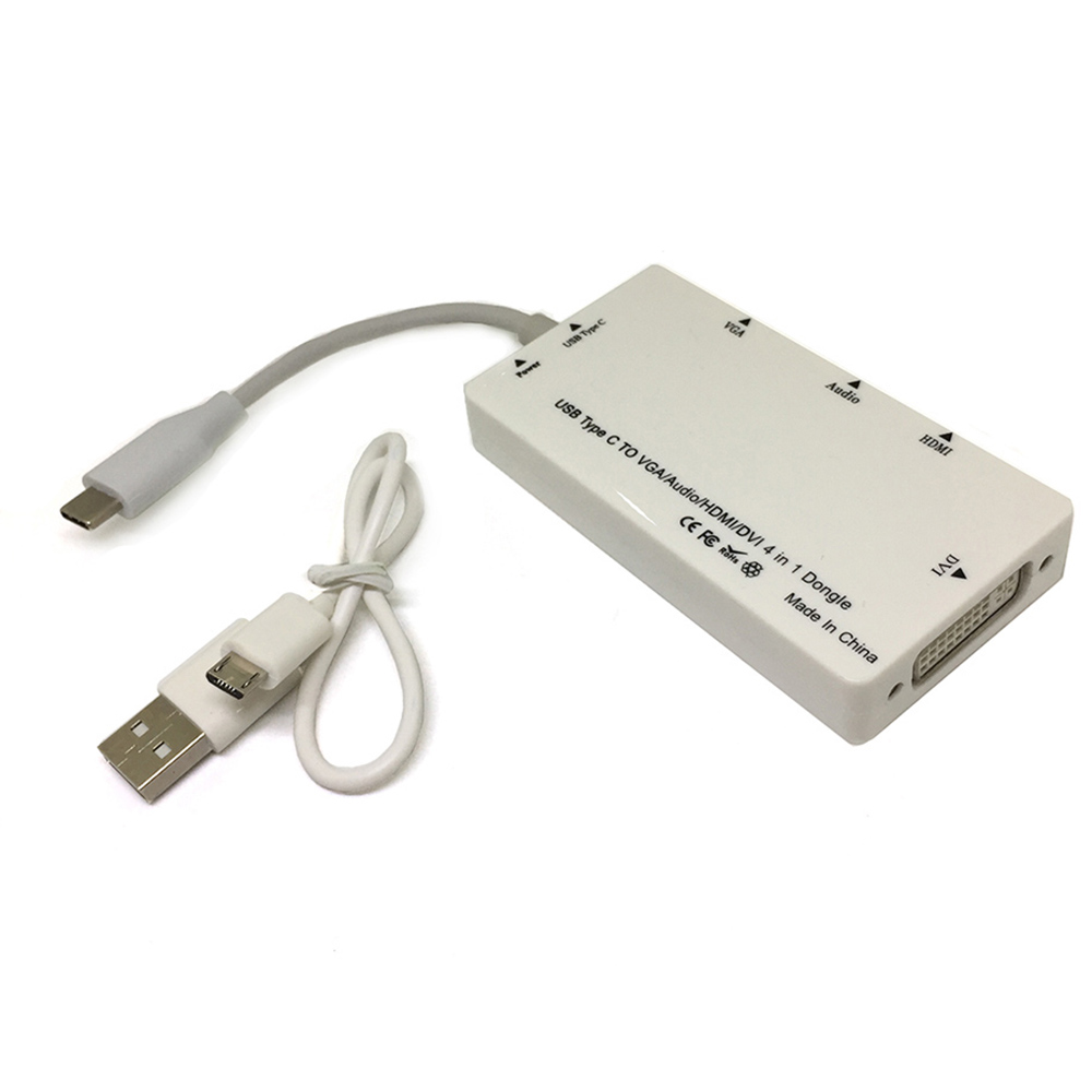 Адаптер Espada USB Type-C-HDMI/DVI/VGA , M-F White ETYC4IN1