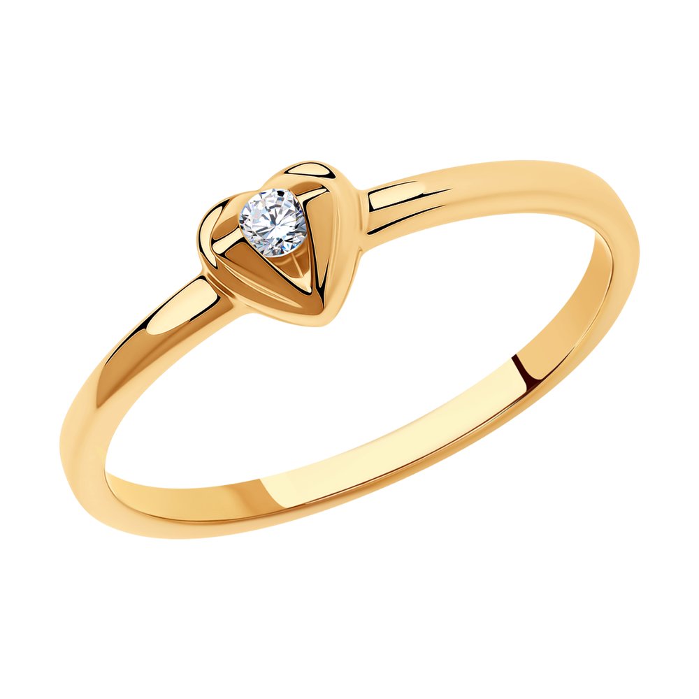 Кольцо помолвочное из желтого золота р. 15 SOKOLOV 1011988, бриллиант