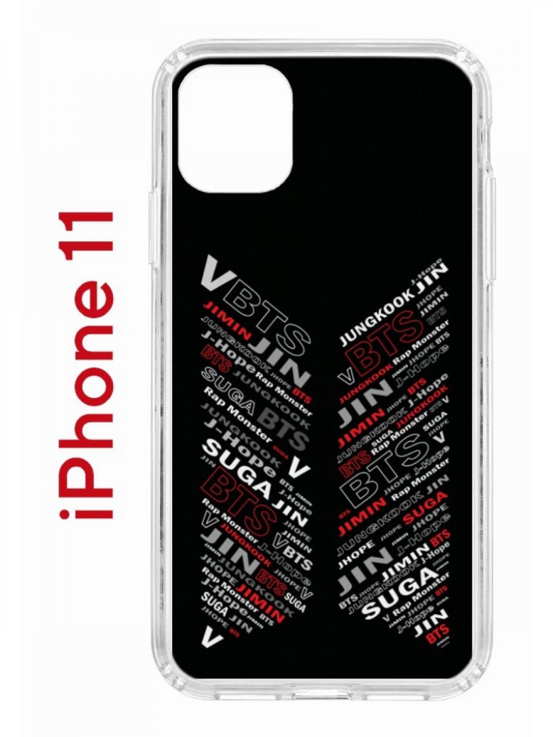 Чехол на iPhone 11 с принтом Kruche Print BTS, бампер с защитой камеры