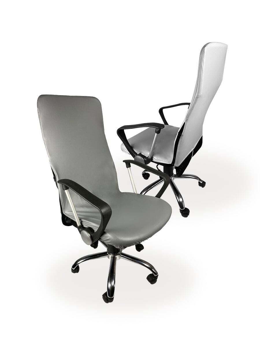 Чехол на мебель для компьютерного кресла ГЕЛЕОС 514М, размер М, кожа, серый
