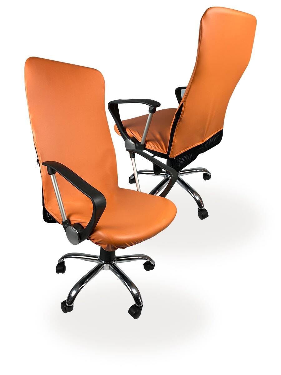 Чехол на мебель для компьютерного кресла ГЕЛЕОС 530М, размер М, кожа, светло-коричневый