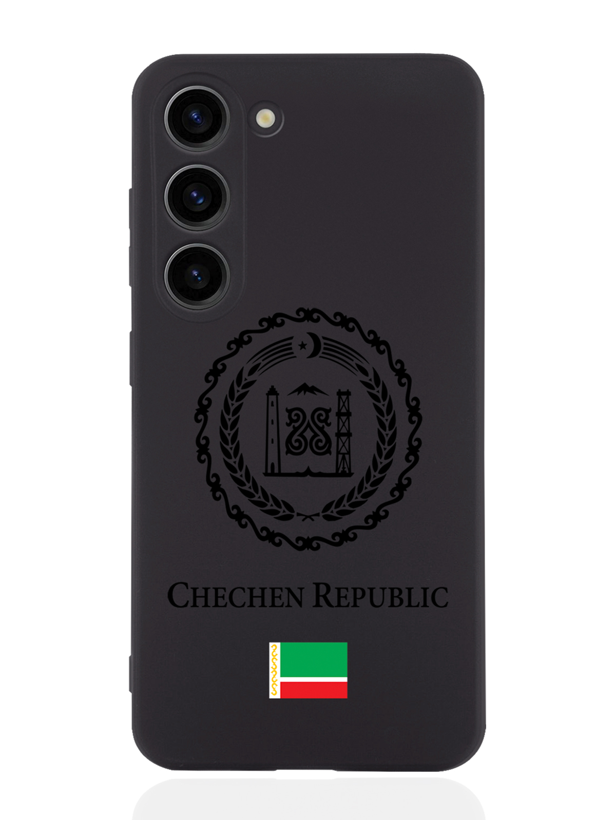Чехол SignumCase для Samsung Galaxy S23 Черный лаковый Герб Чечни черный