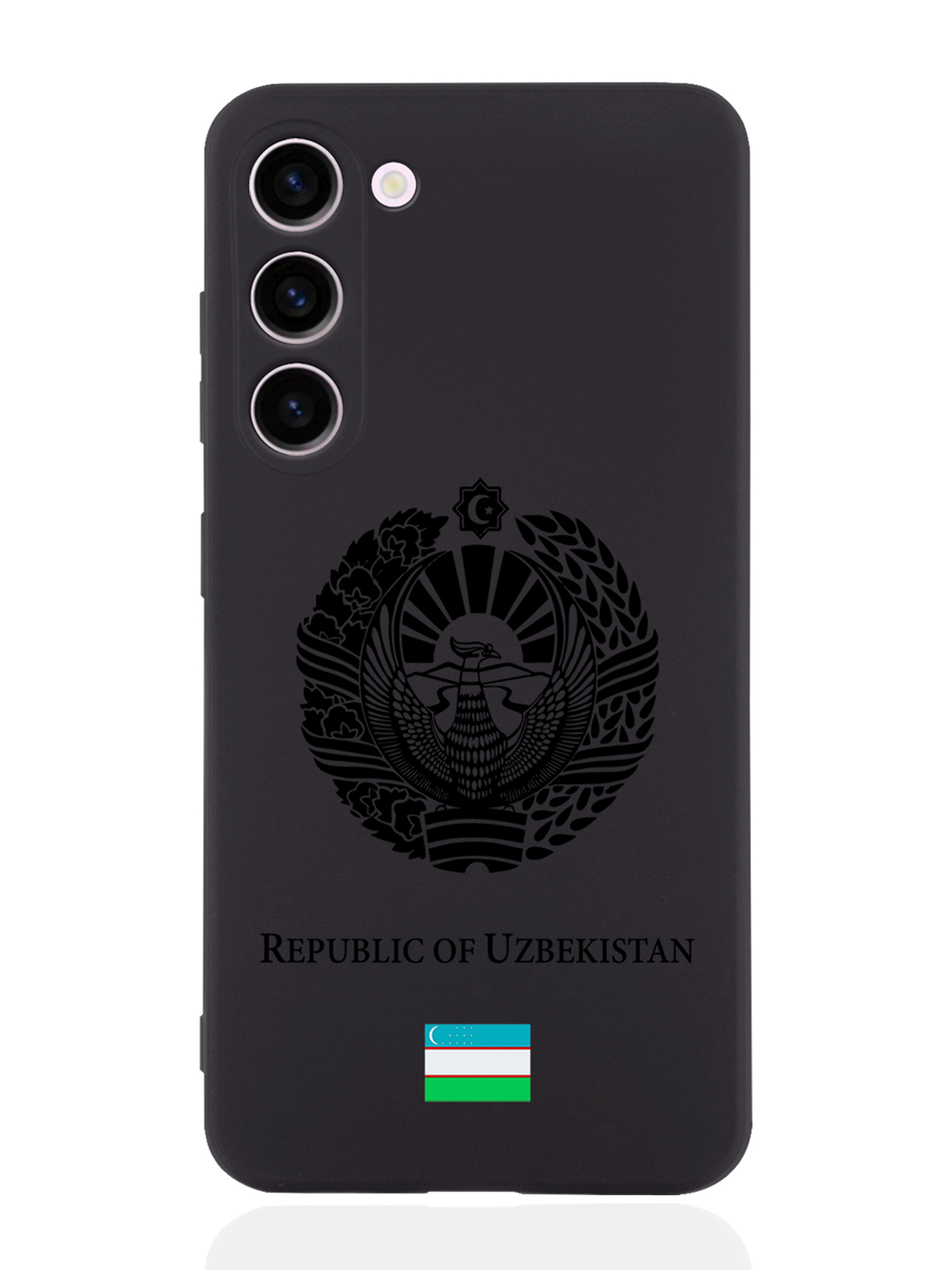 Чехол SignumCase для Samsung Galaxy S23+ Черный лаковый Герб Узбекистана черный