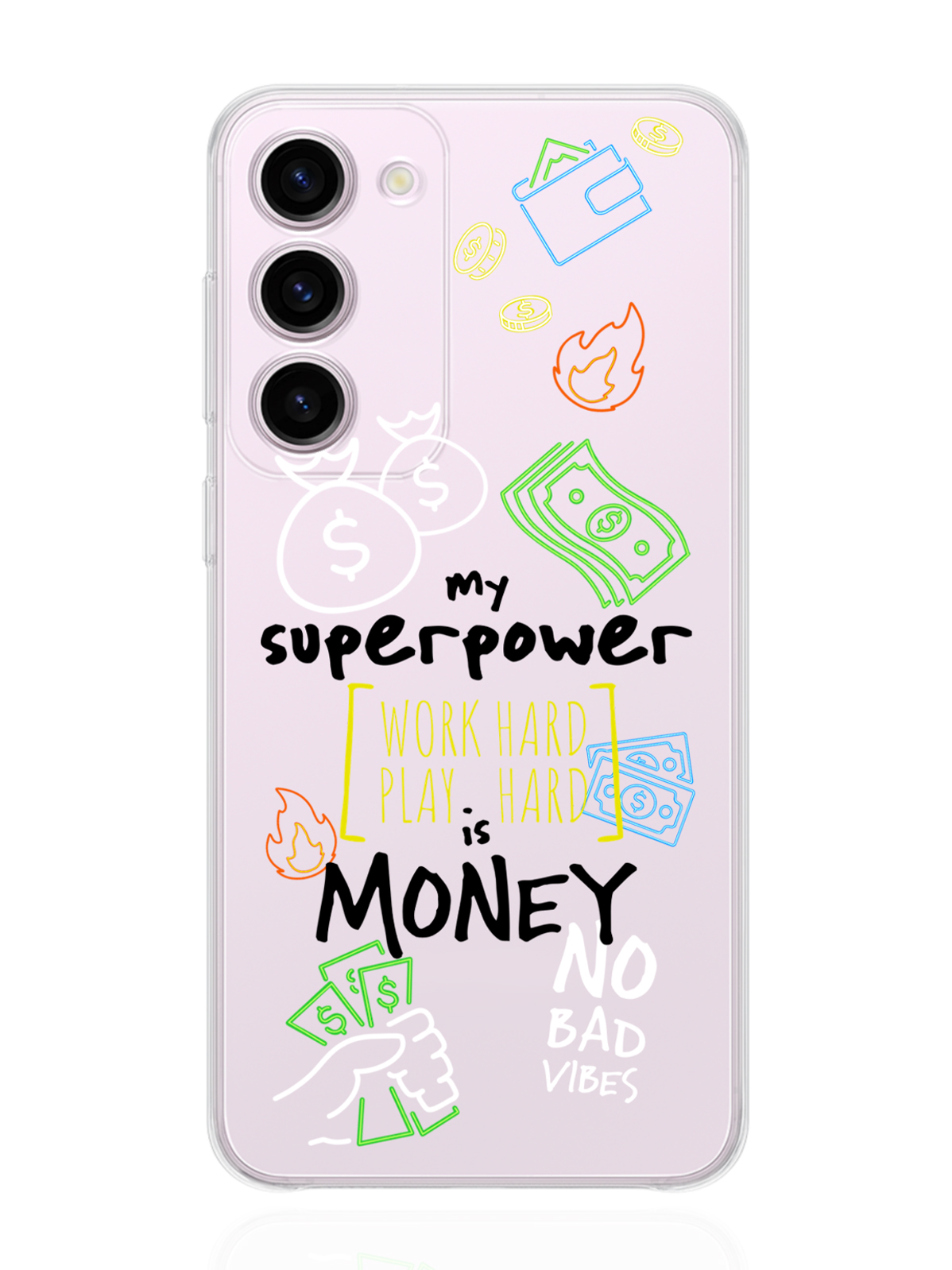 Чехол MustHaveCase для Samsung Galaxy S23+ My Superpower is Money прозрачный