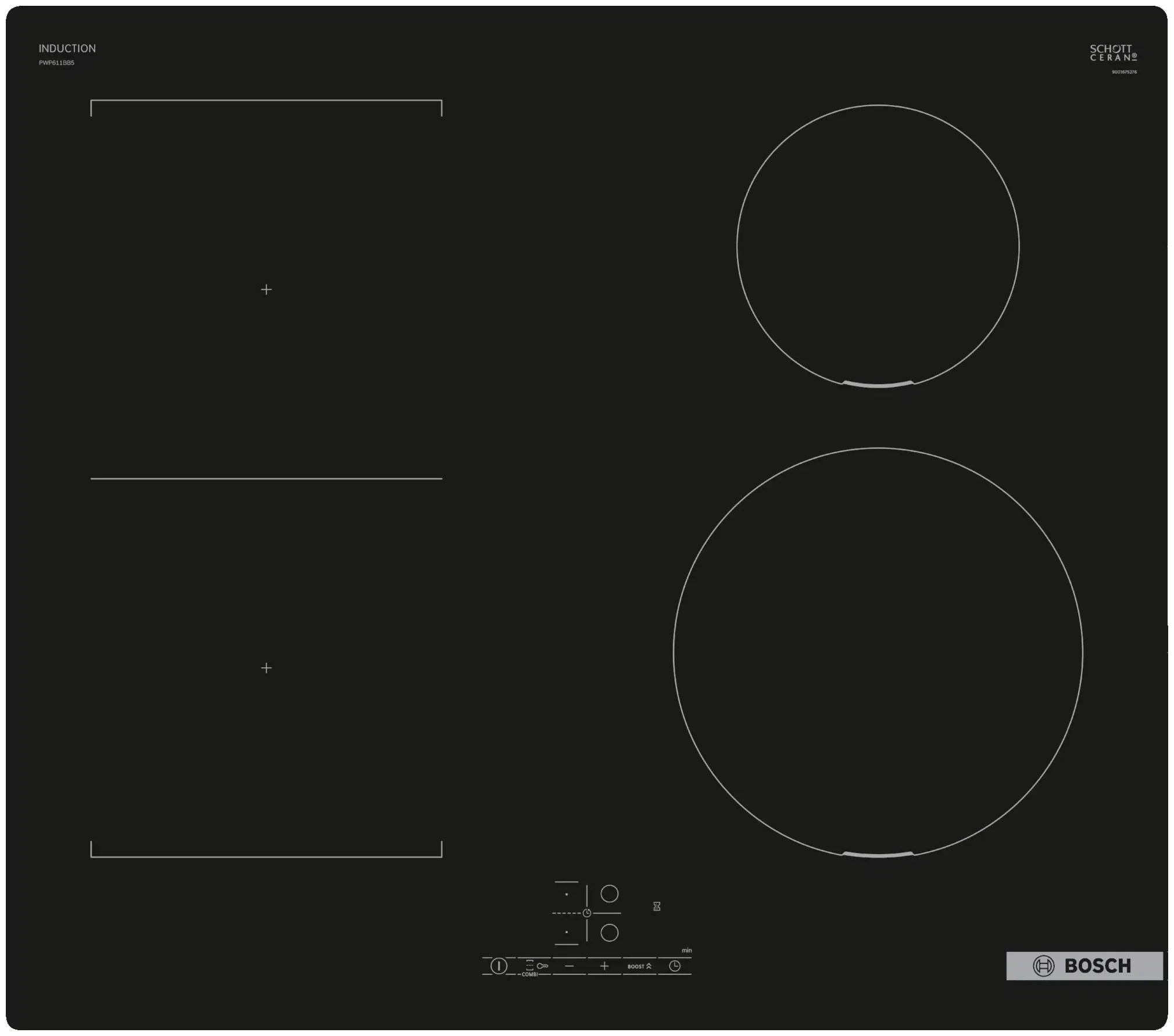 Встраиваемая варочная панель индукционная Bosch PWP611BB5E черный