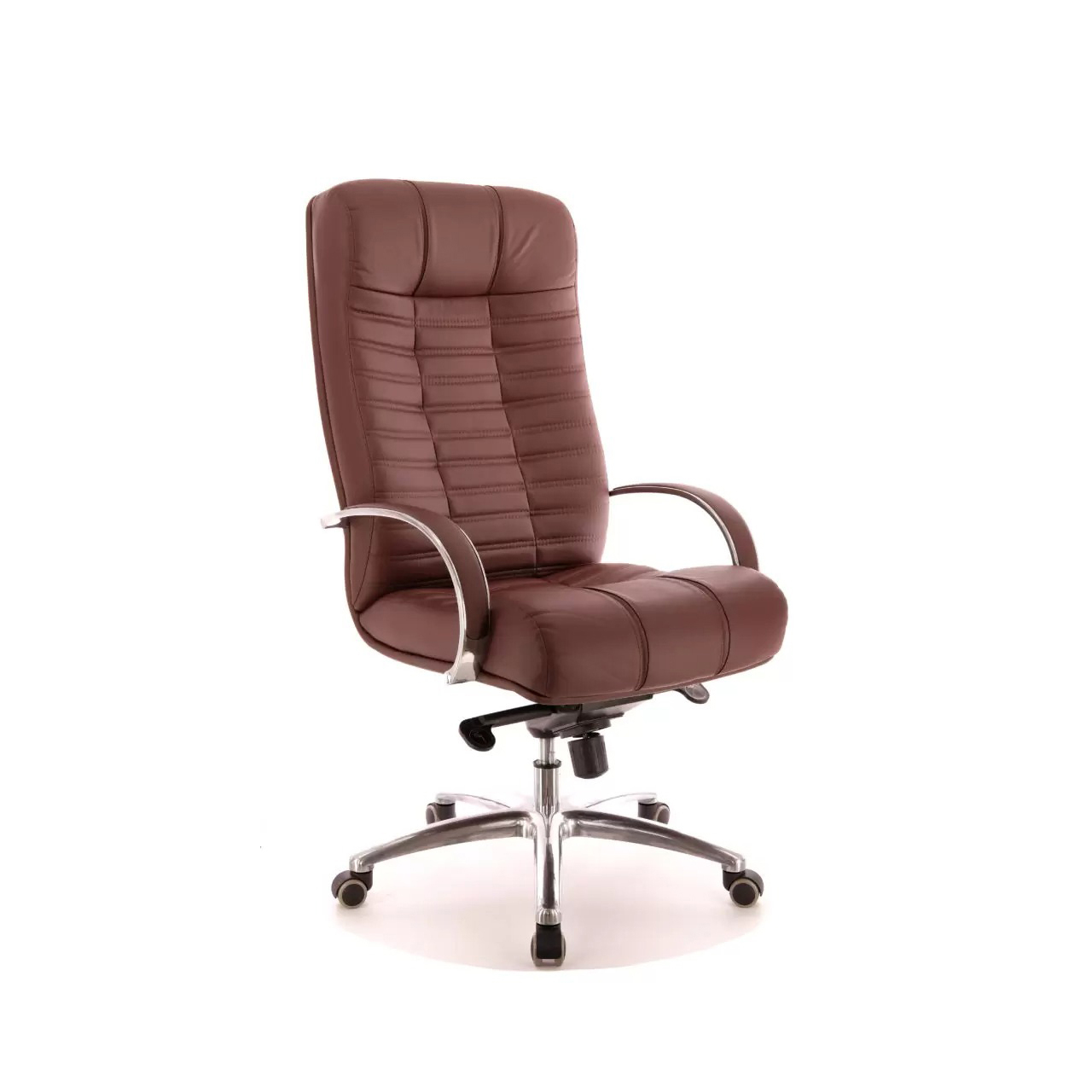 Кресло руководителя Everprof Atlant AL M Кожа коричневый, полированный алюминий