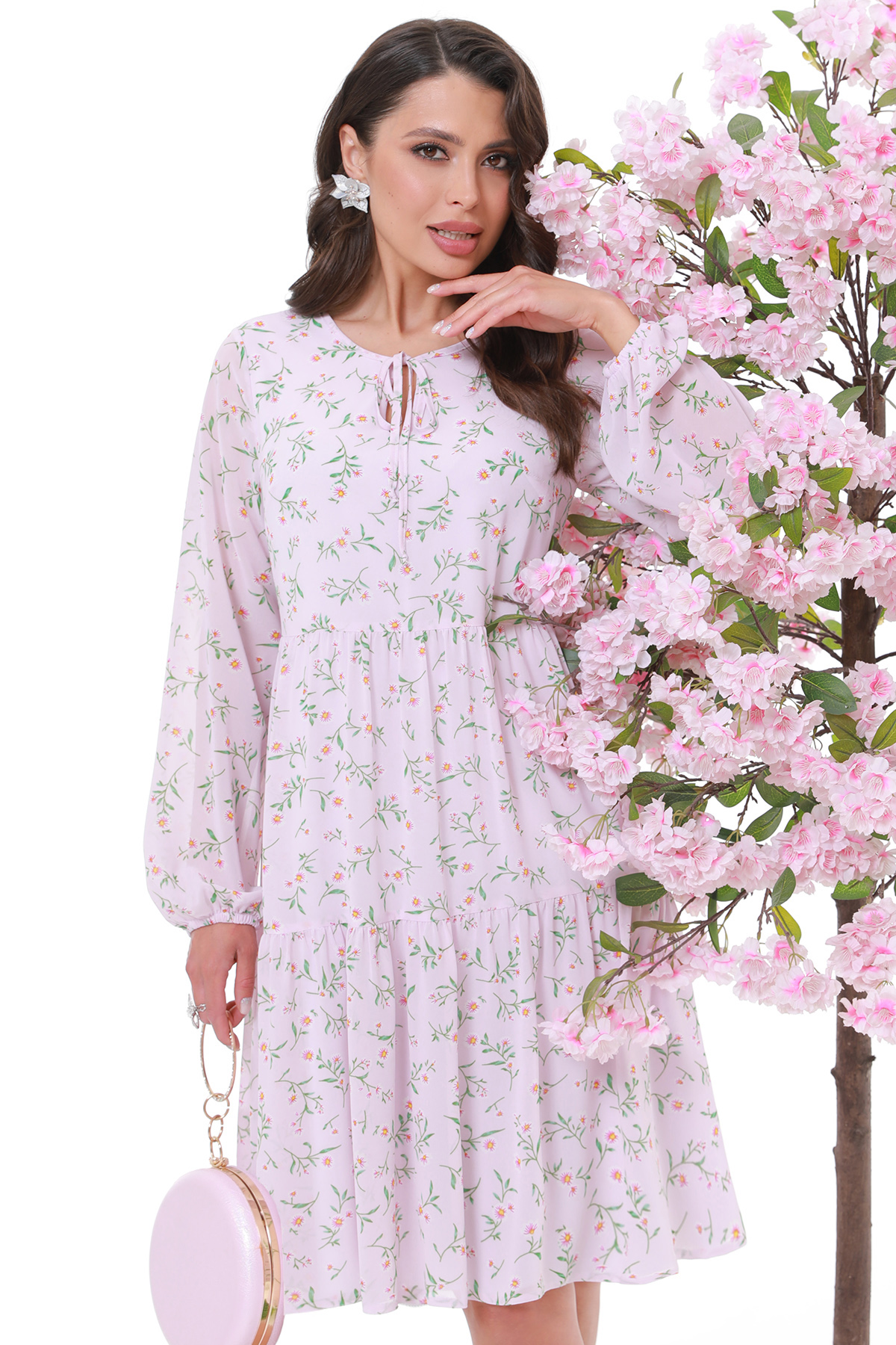 Платье женское DSTrend Воздушный образ розовое 52 RU