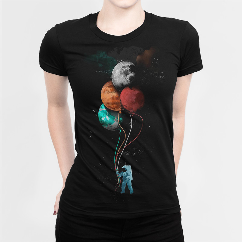 Футболка женская Dream Shirts Планеты черная 3XL