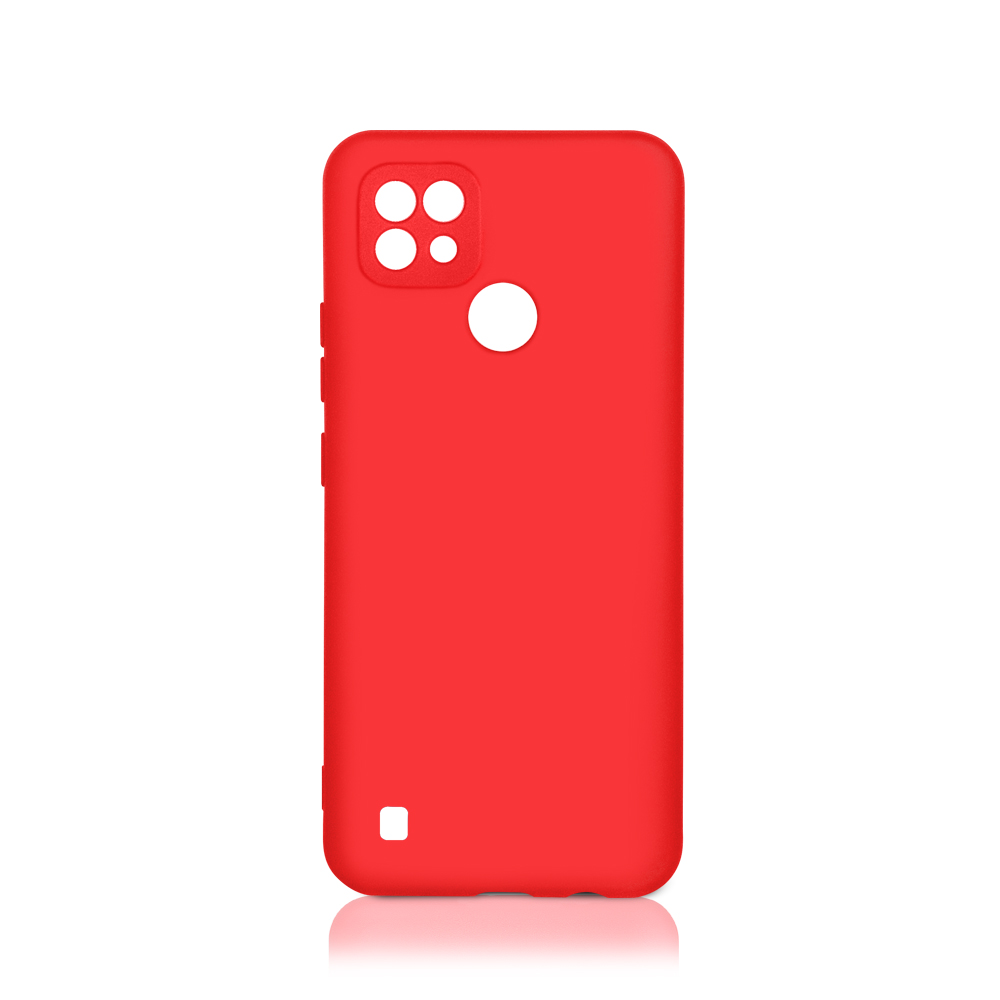 Чехол DF для Realme C21, красный силикон с микрофиброй