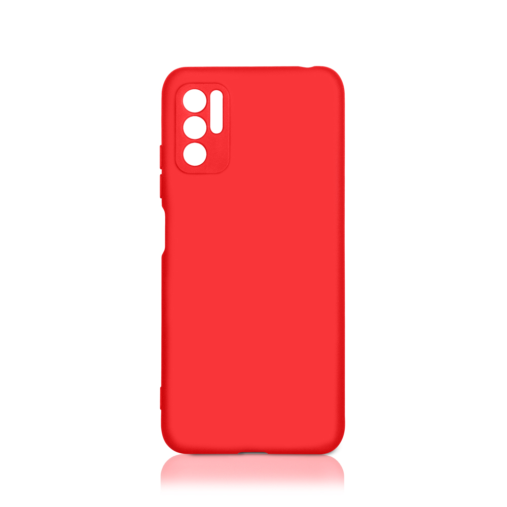 Чехол DF для Xiaomi Redmi Note 10T, красн.силикон с м/фиб.