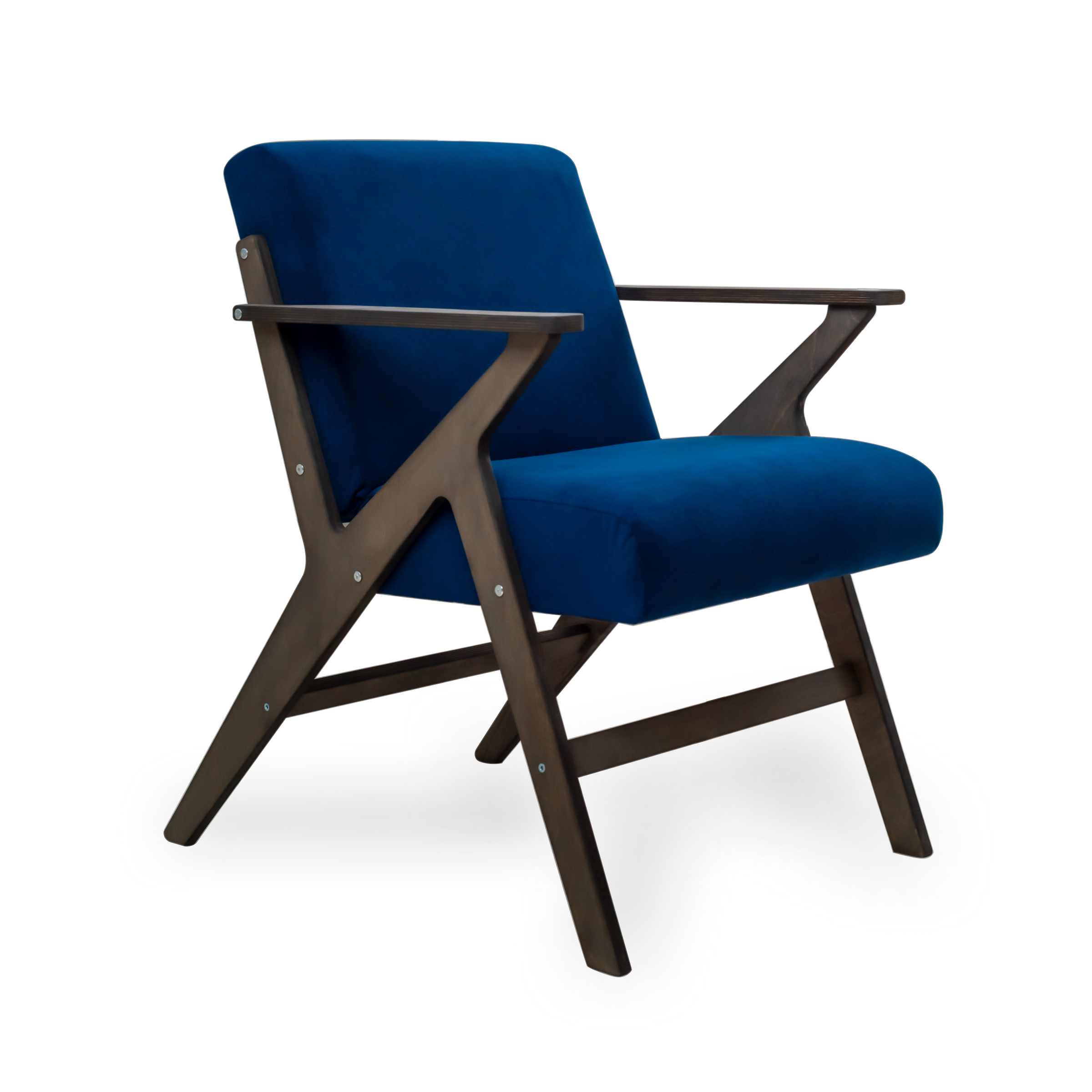 Кресло для отдыха Axioma.woodshop Винтаж 2, темный дуб/синий