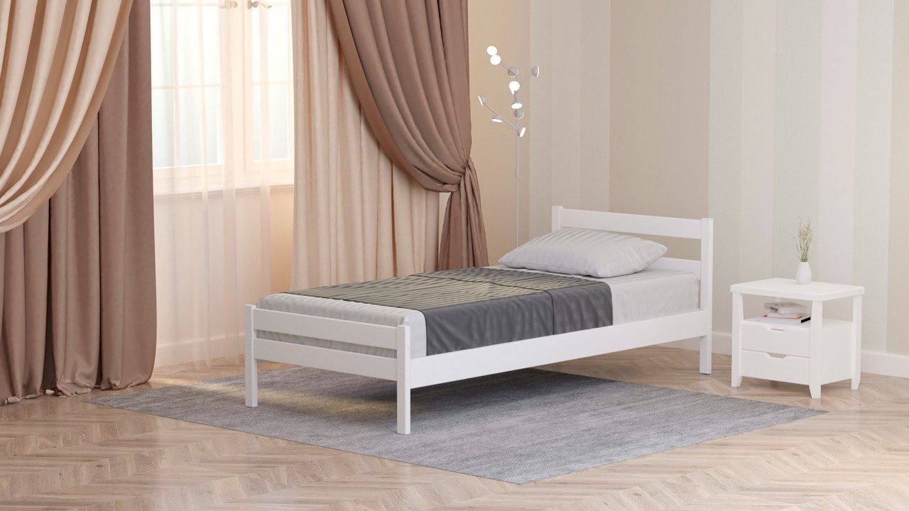 Кровать односпальная Alatoys КВ900 90x200 из массива березы, белая