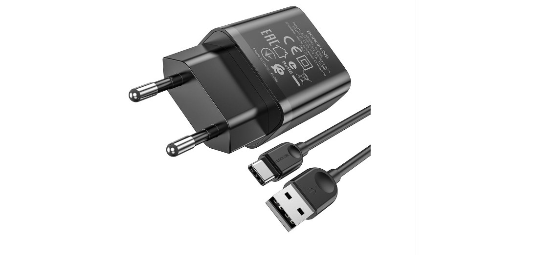 Сетевое зарядное устройство Borofone type-c 1xUSB Type-C 2.1 А черный