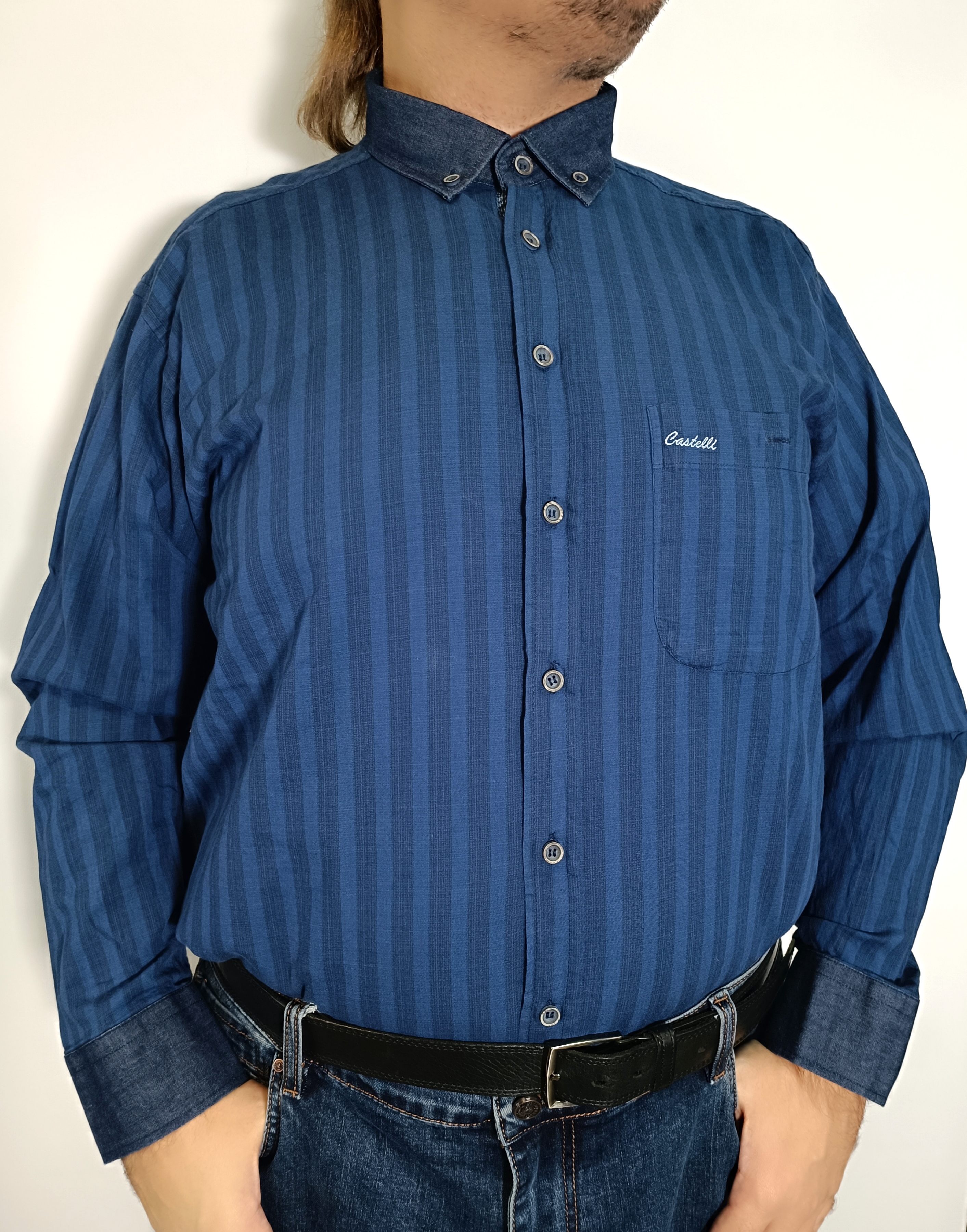 Рубашка мужская Castelli 16325 синяя 4XL