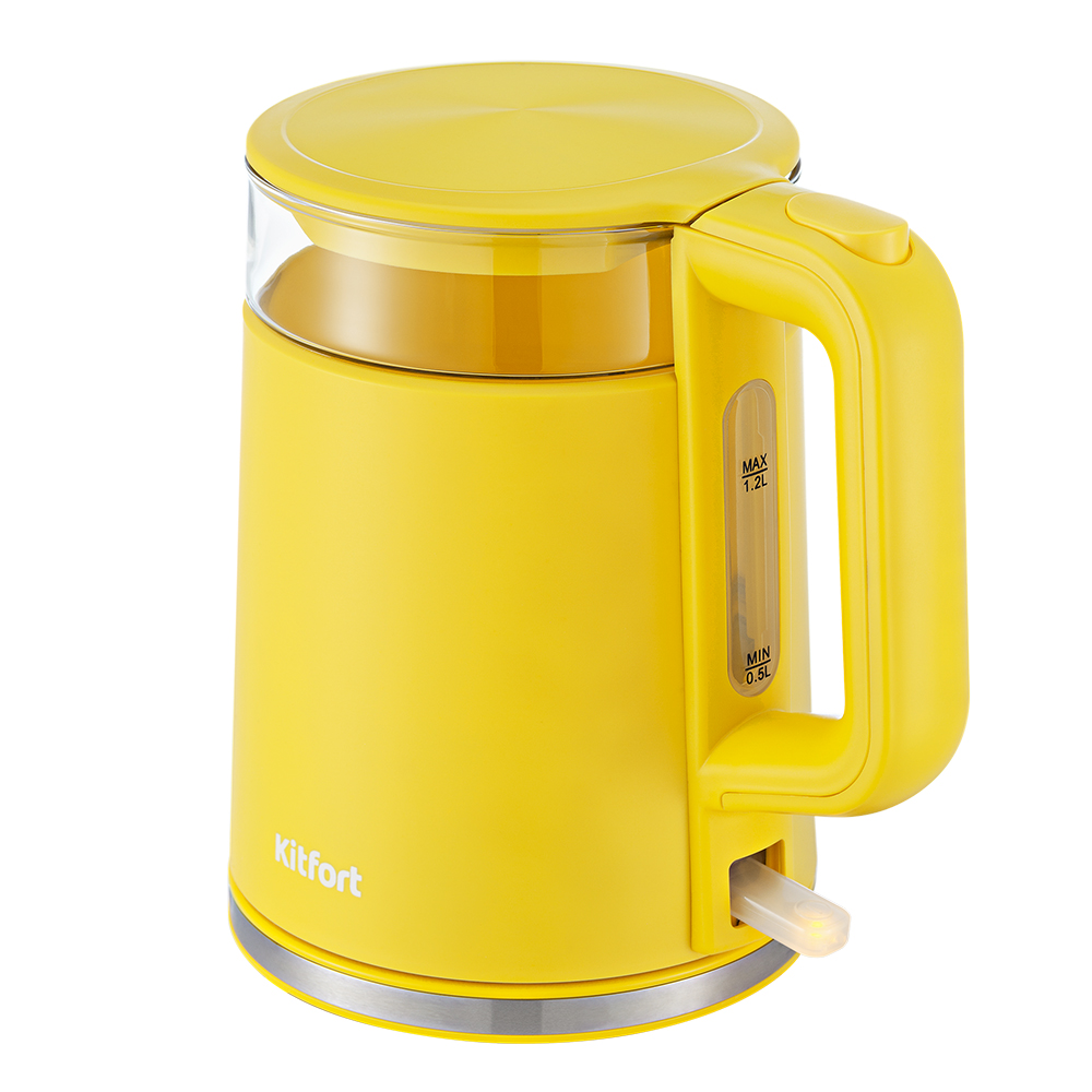 Чайник электрический Kitfort КТ-6124-5 1.2 л прозрачный, желтый