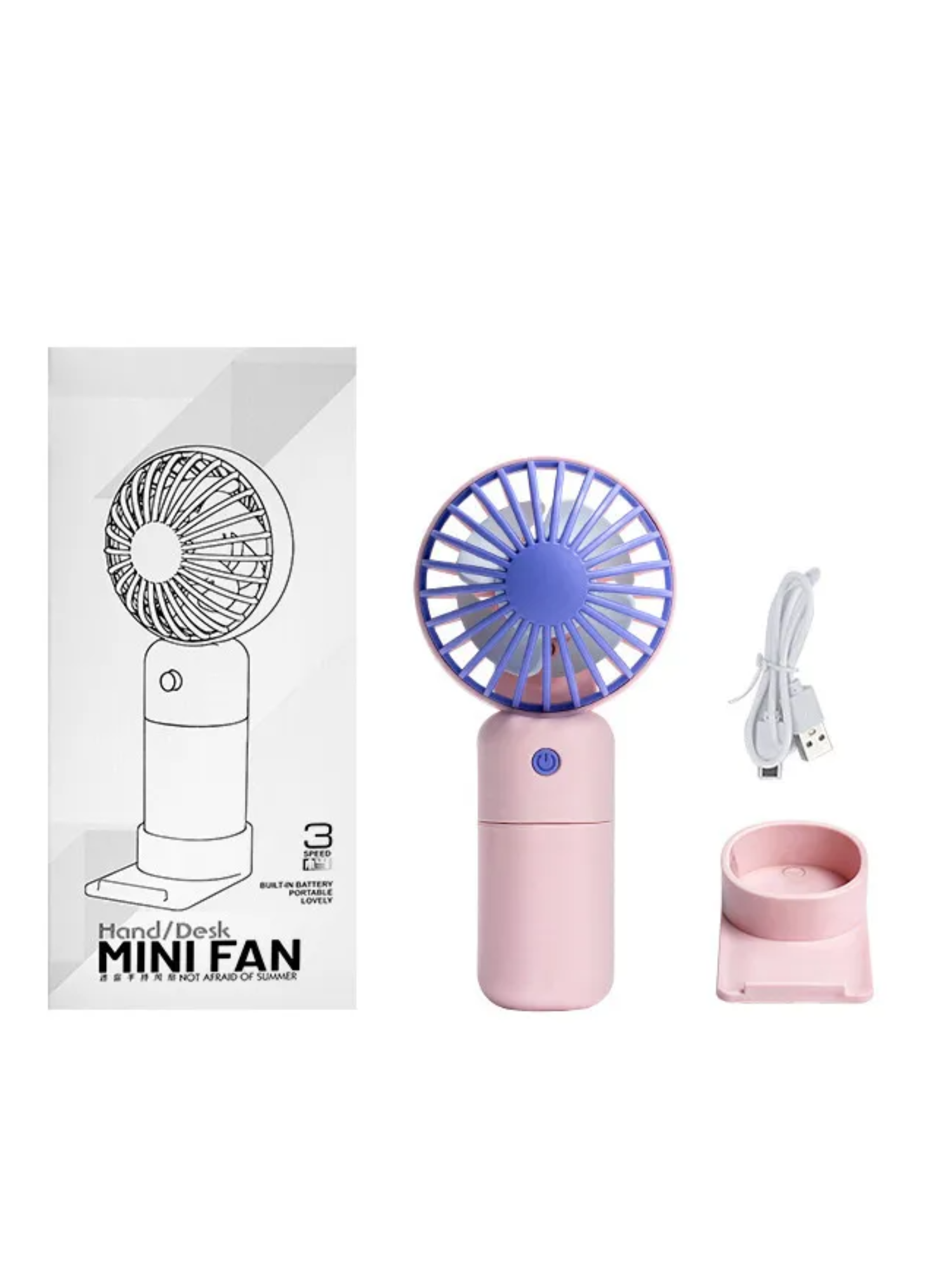 Вентилятор ручной NoBrand MINI-FAN серый