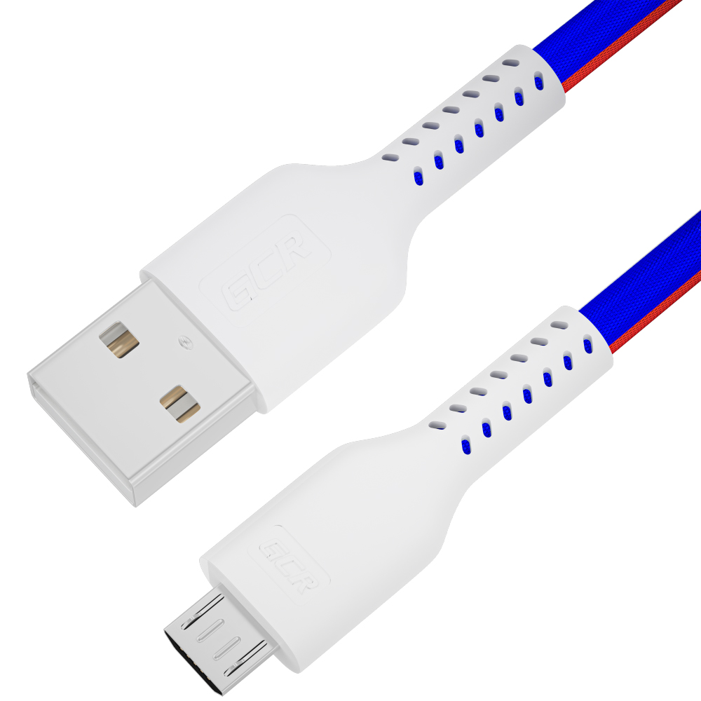 Кабель USB A-USB B GCR GCR-UAQC10 0.5 м белый, синий, красный
