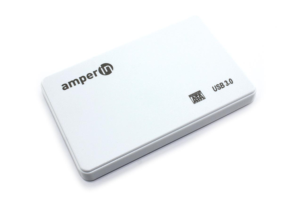 Корпус для жесткого диска Amperin AM25U3PW 2,5", USB 3.0, пластиковый, белый