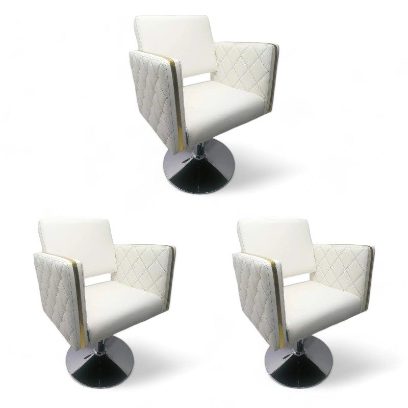 Парикмахерское кресло Мебель Бьюти "Лотос II", Белый, Гидравлика диск, 3 кресла