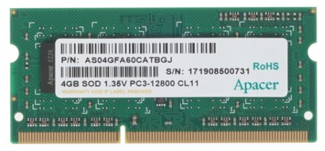 Оперативная память Apacer Retail AS04GFA60CATBGJ/DV SO-DIMM DDR3 4Gb