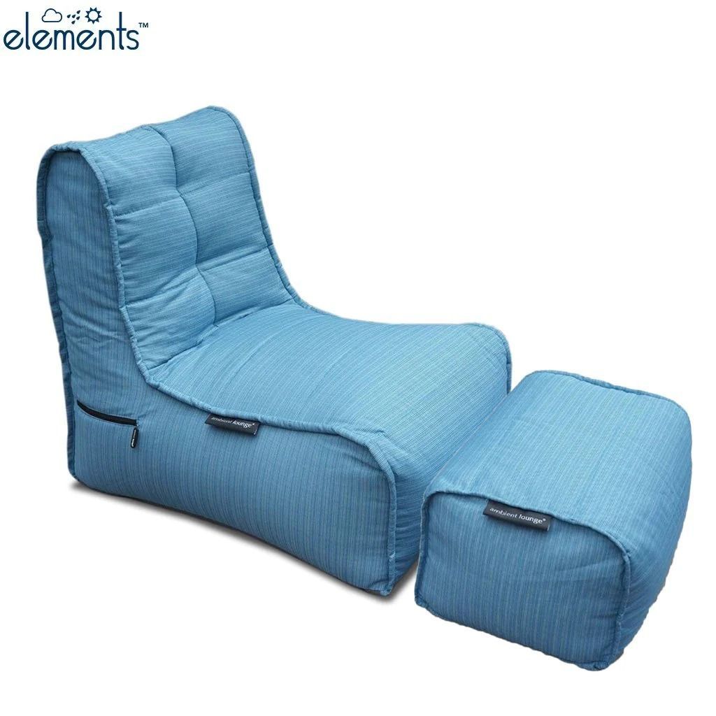 Садовое кресло с оттоманкой Evolution Chaise - Oceana (голубой, оксфорд)