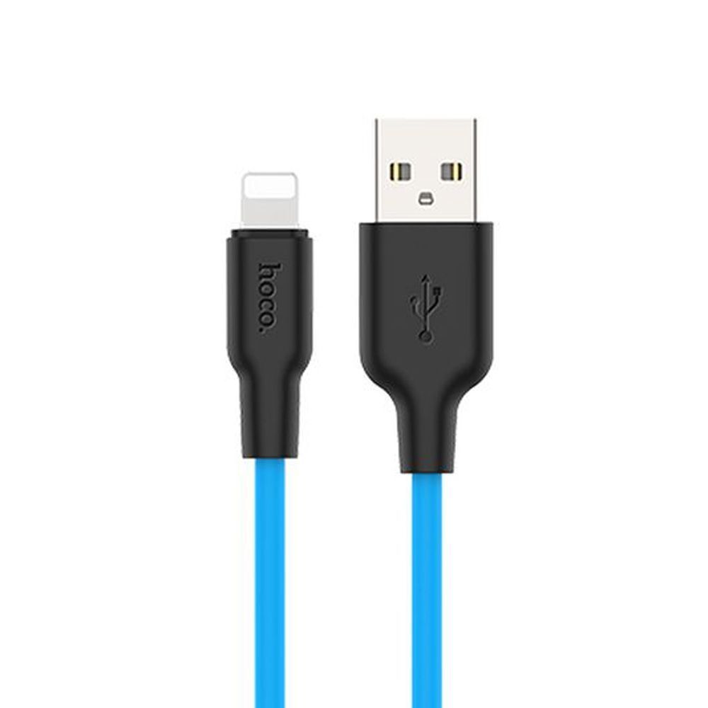 Кабель USB Lightning Hoco X21 Plus 1M 2.4A  черно-голубой
