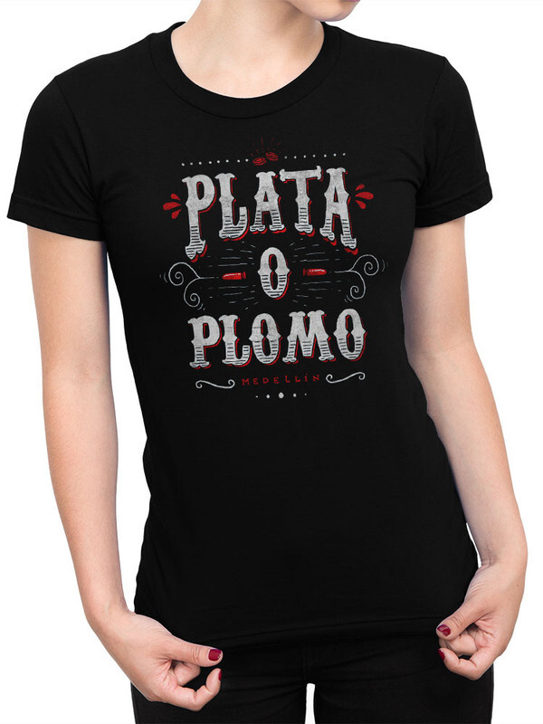 Футболка женская Design Heroes Пабло Эскобар - Plata O Plomo черная M