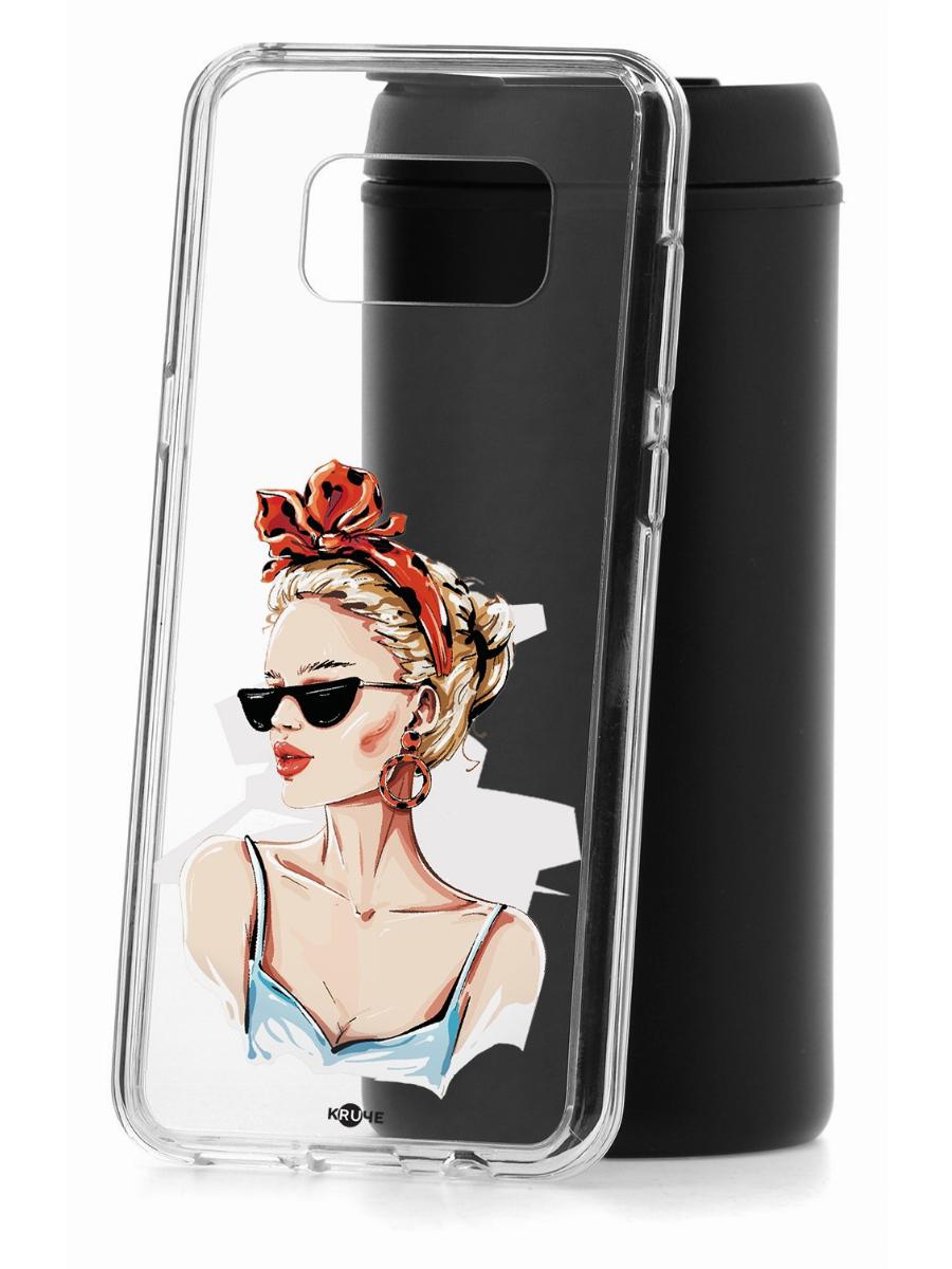 Чехол на Samsung S8 Plus Kruche Print Блондинка с ободком,противоударный бампер с принтом
