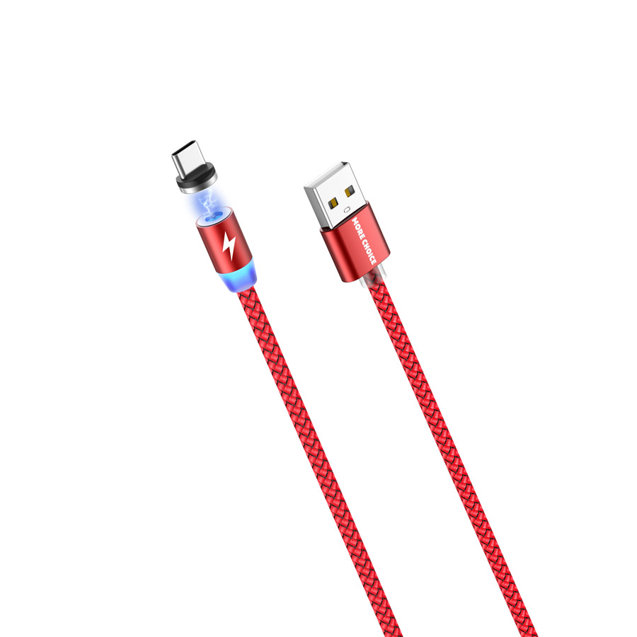 Дата-кабель More choice K61Sa Smart USB 3.0A для Type-C Magnetic нейлон 1м Red