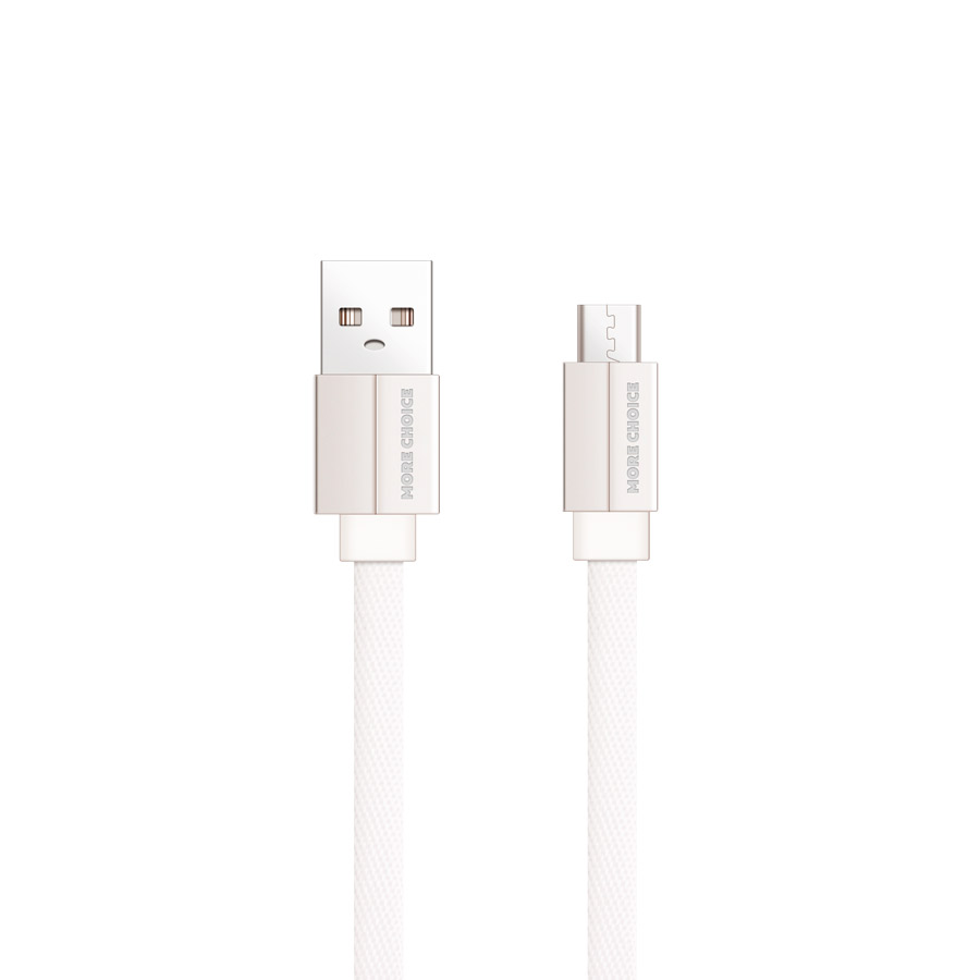 Дата-кабель More choice K20m USB 2.1A для micro плоский USB нейлон 1м White