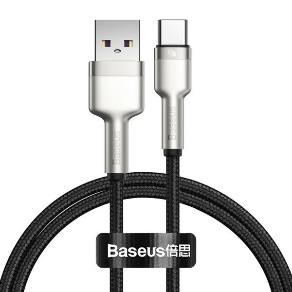 Кабель Baseus Cafule Series Metal USB/USB-C 40W 1m Black (CATJK-A01)