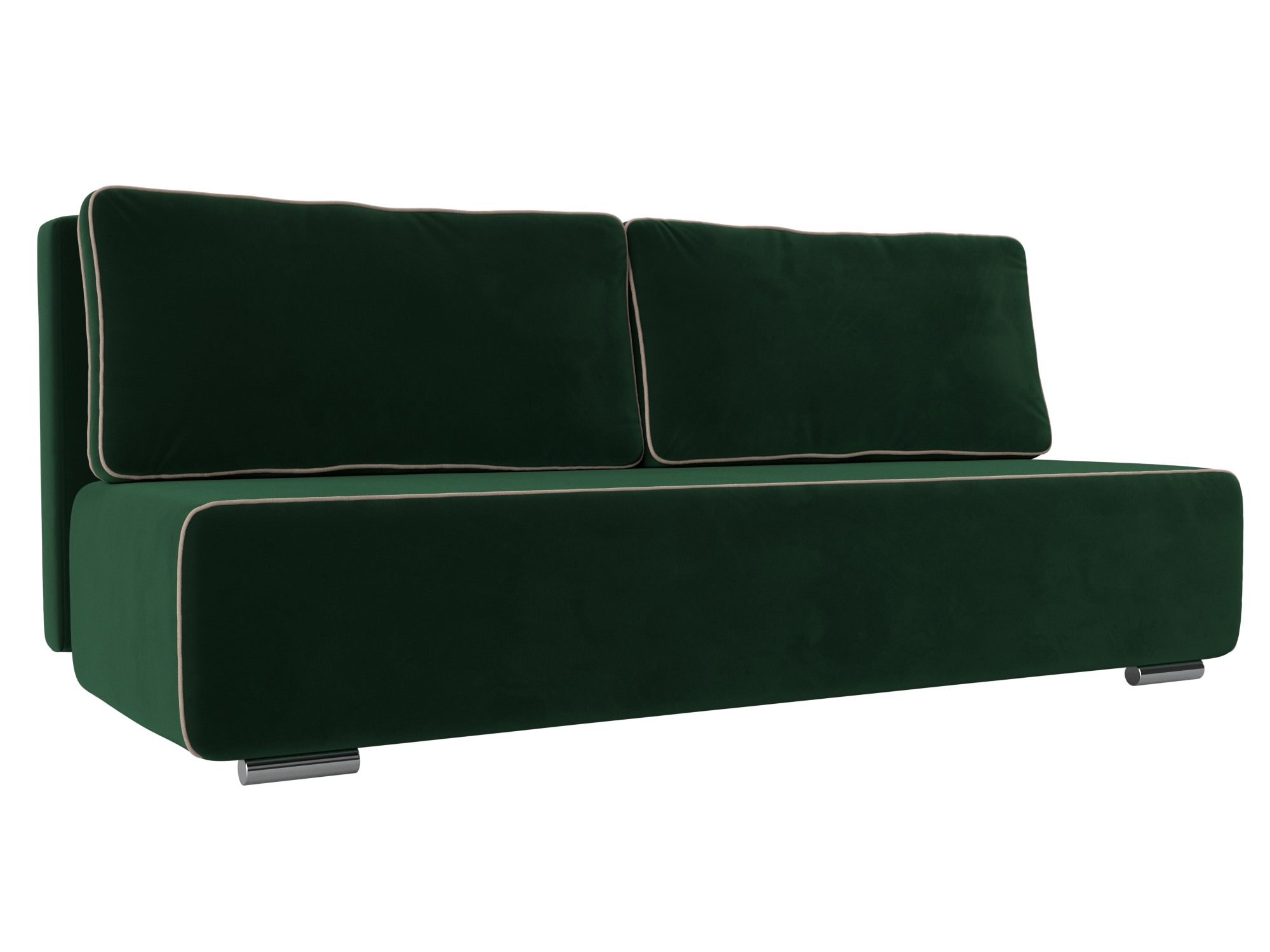 Прямой диван Уно велюр зеленый/бежевый