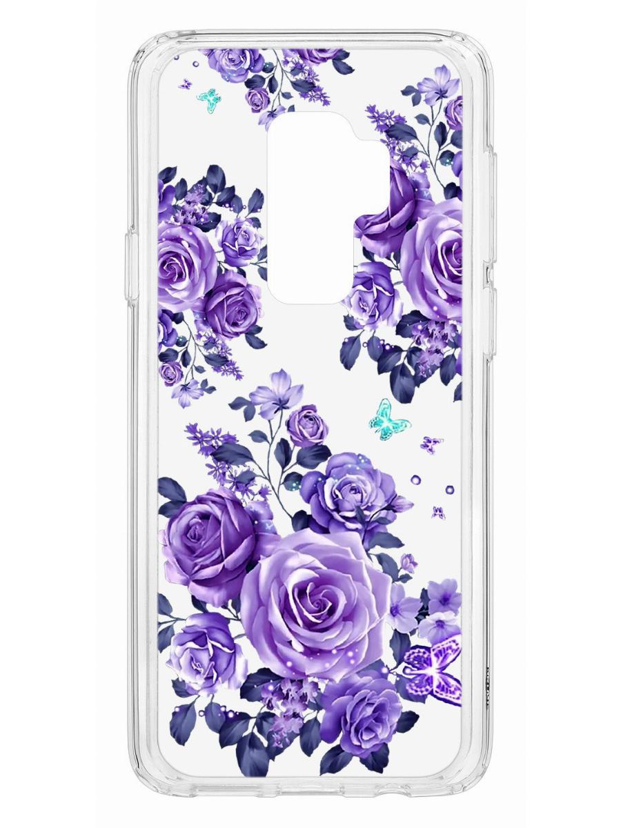 Чехол на Samsung Galaxy S9 Plus Kruche Print Roses,противоударный бампер,с защитой камеры