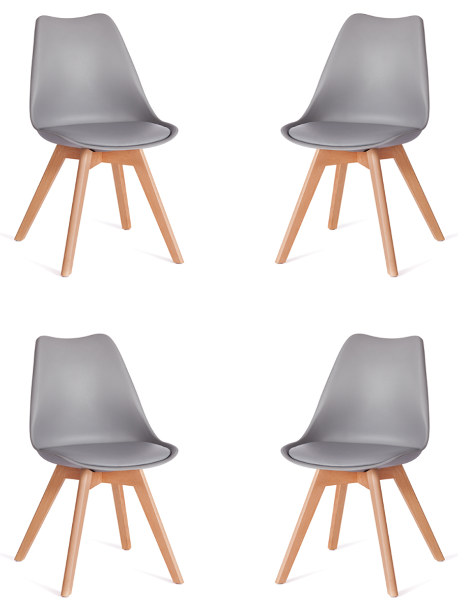 Комплект стульев для кухни TetChair TULIP,4 шт. дерево, пластик, экокожа, серый